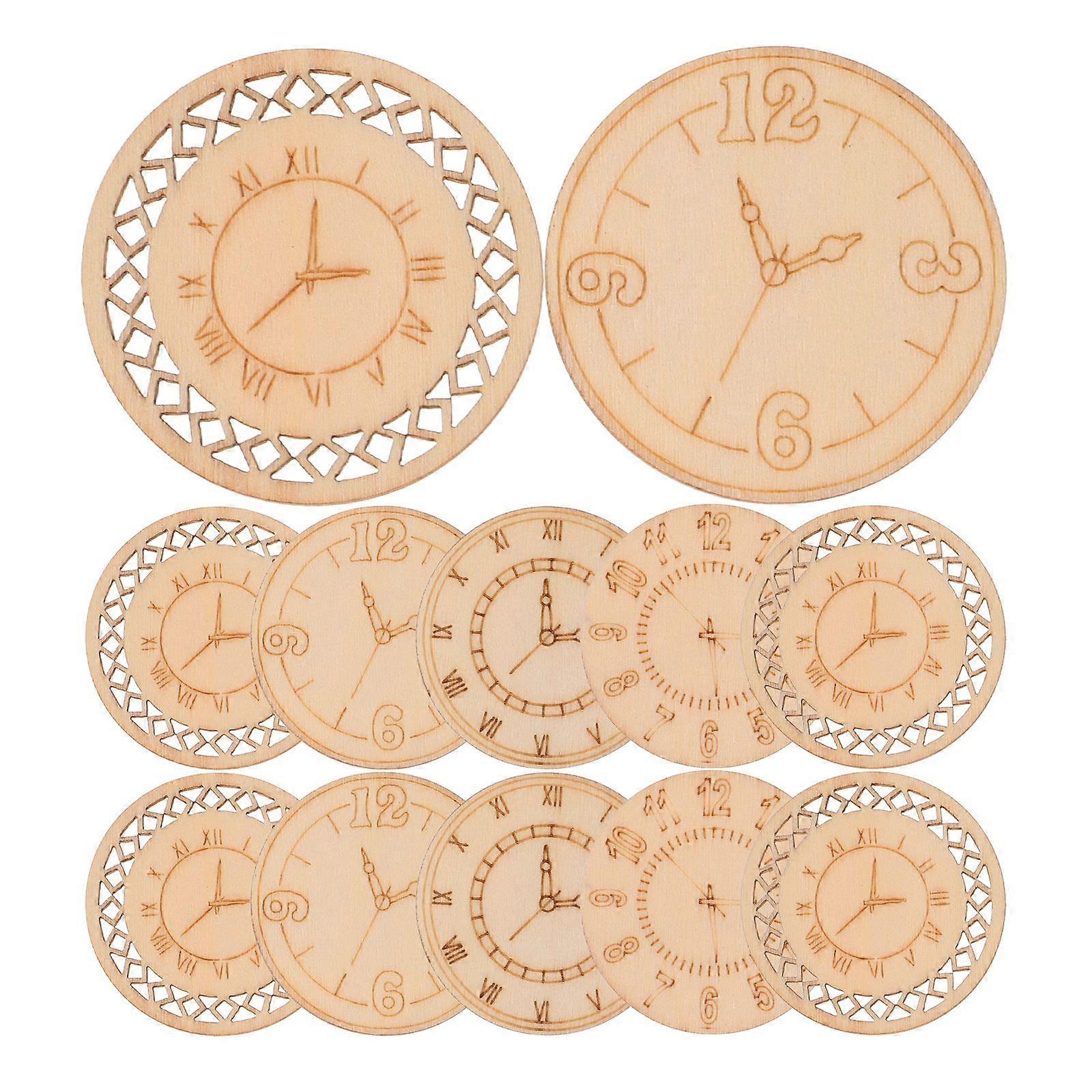 16pcs Wood Clock Cutouts Wall Craft Diy Paintable Blank Wood Cutouts ...