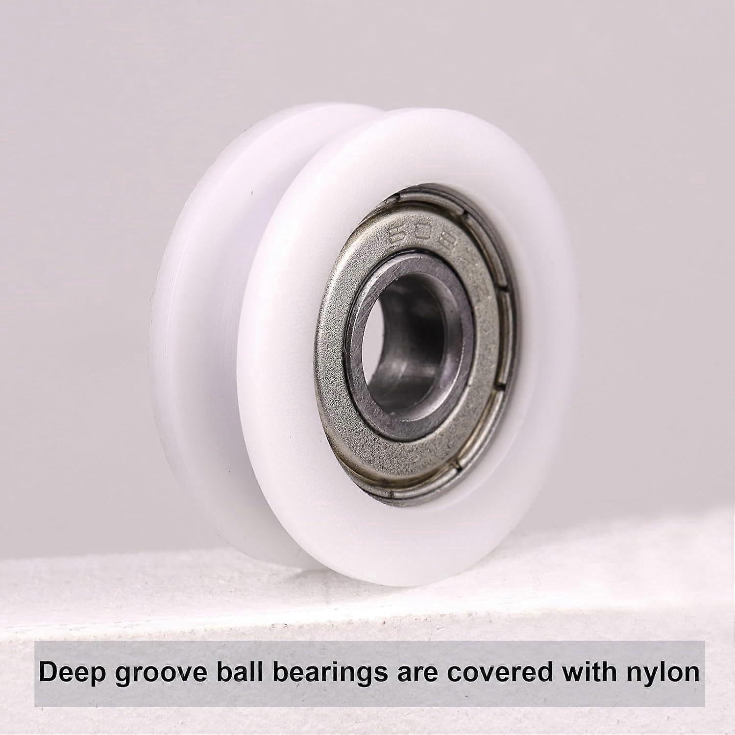 Set of 4 nylon rollers with grooves - For sliding gate, corner bars ...