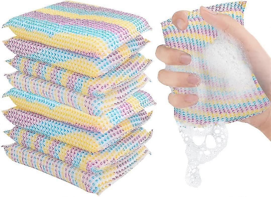 8 Packs Kitchen Sponge for Dishes, Reuseable Scouring Sponge for Pots, Pans, Dishes, Utensils ...