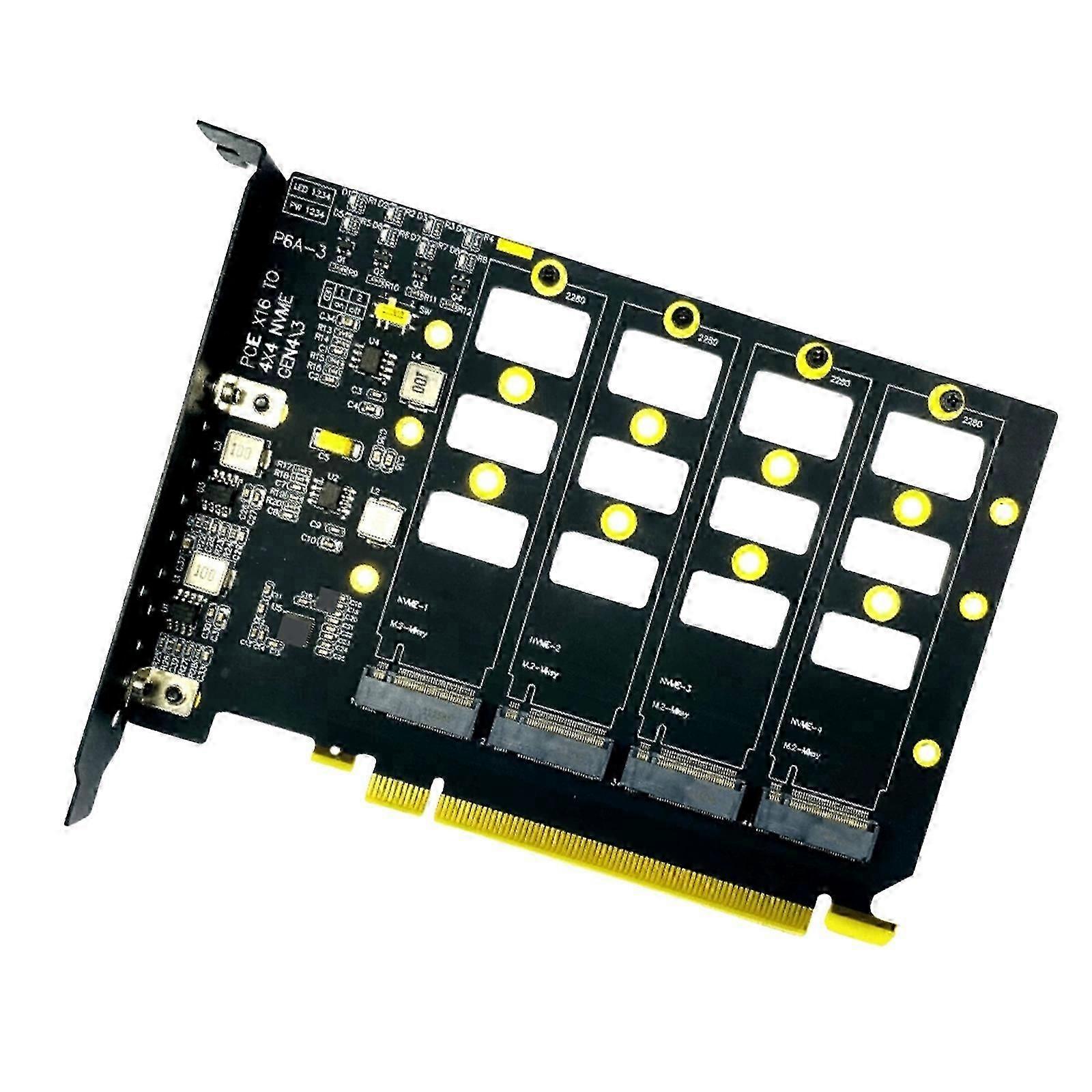 NVMe PCIe Adapter 4 Ports M.2 NVMe SSD to PCI-E 4.0 Gen4 X16 Converter ...