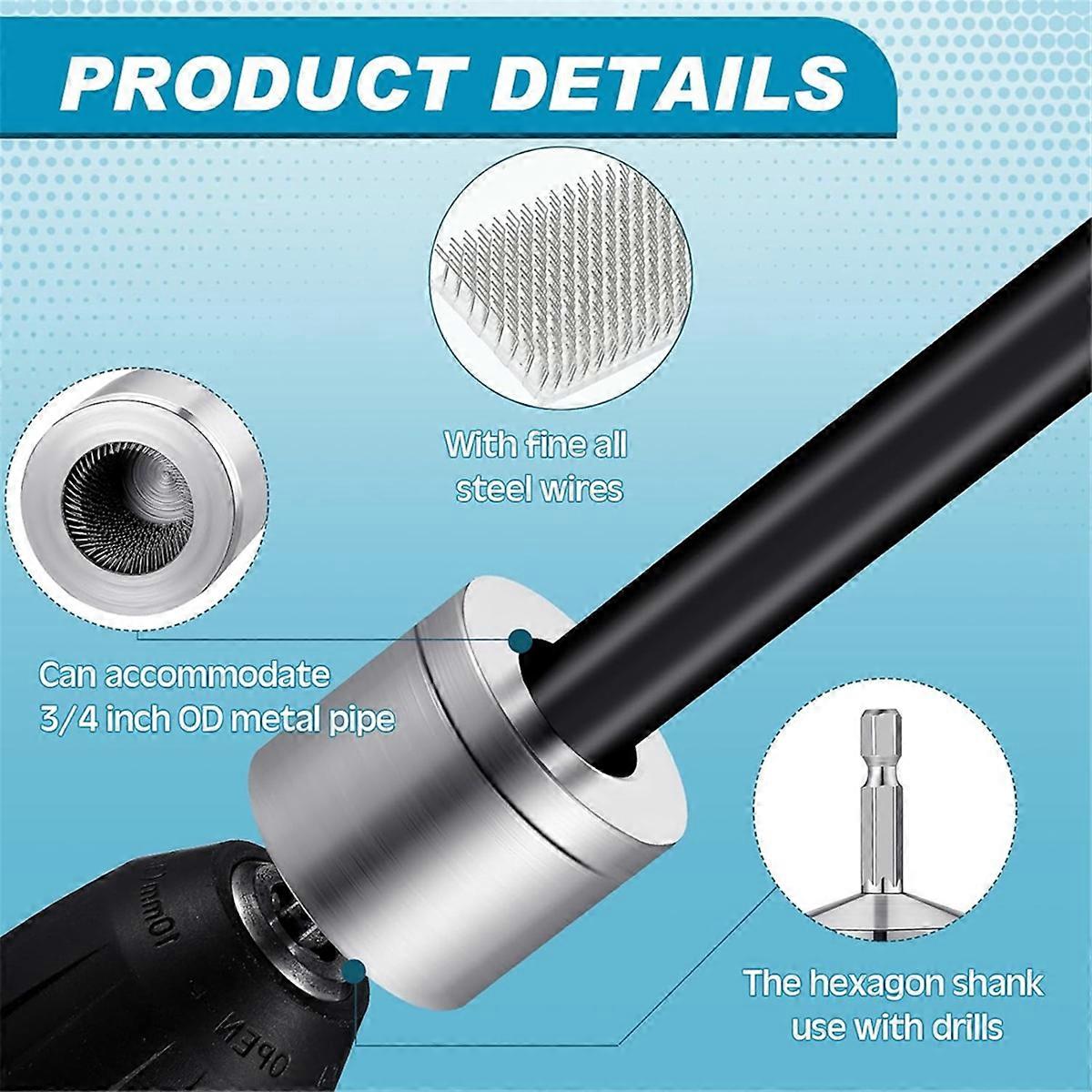 3/4inch Metal Copper Pipe Cleaner with 1 Replaceable Brushes Tube ...