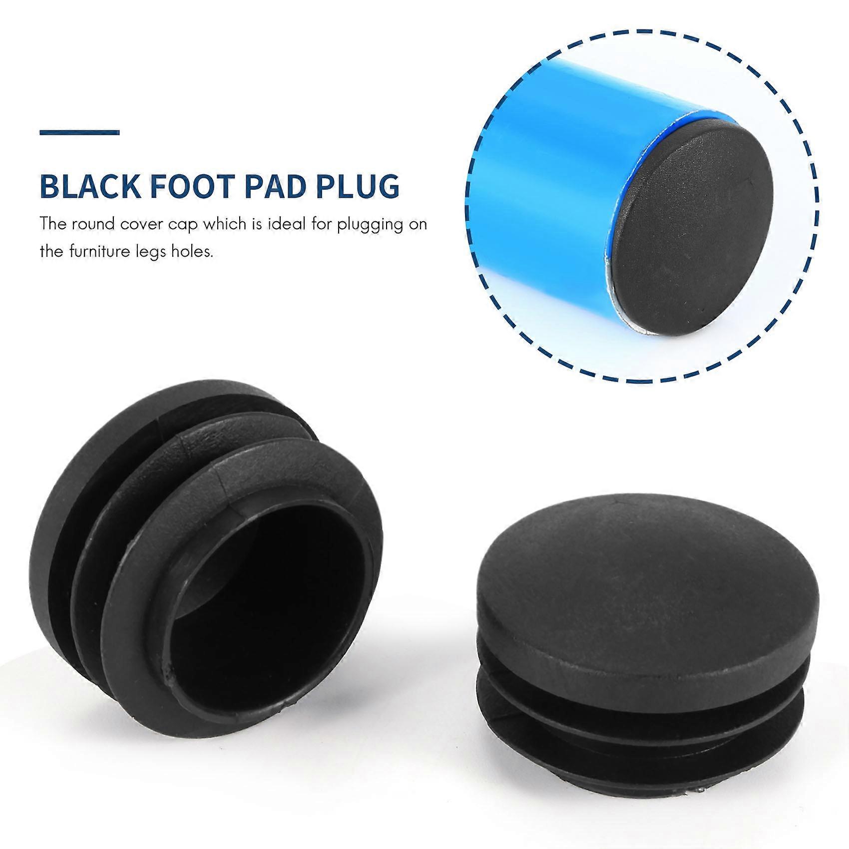Black Plastic 35mm Dia Blanking End Caps Round Tube Insert 5 Pcs ...