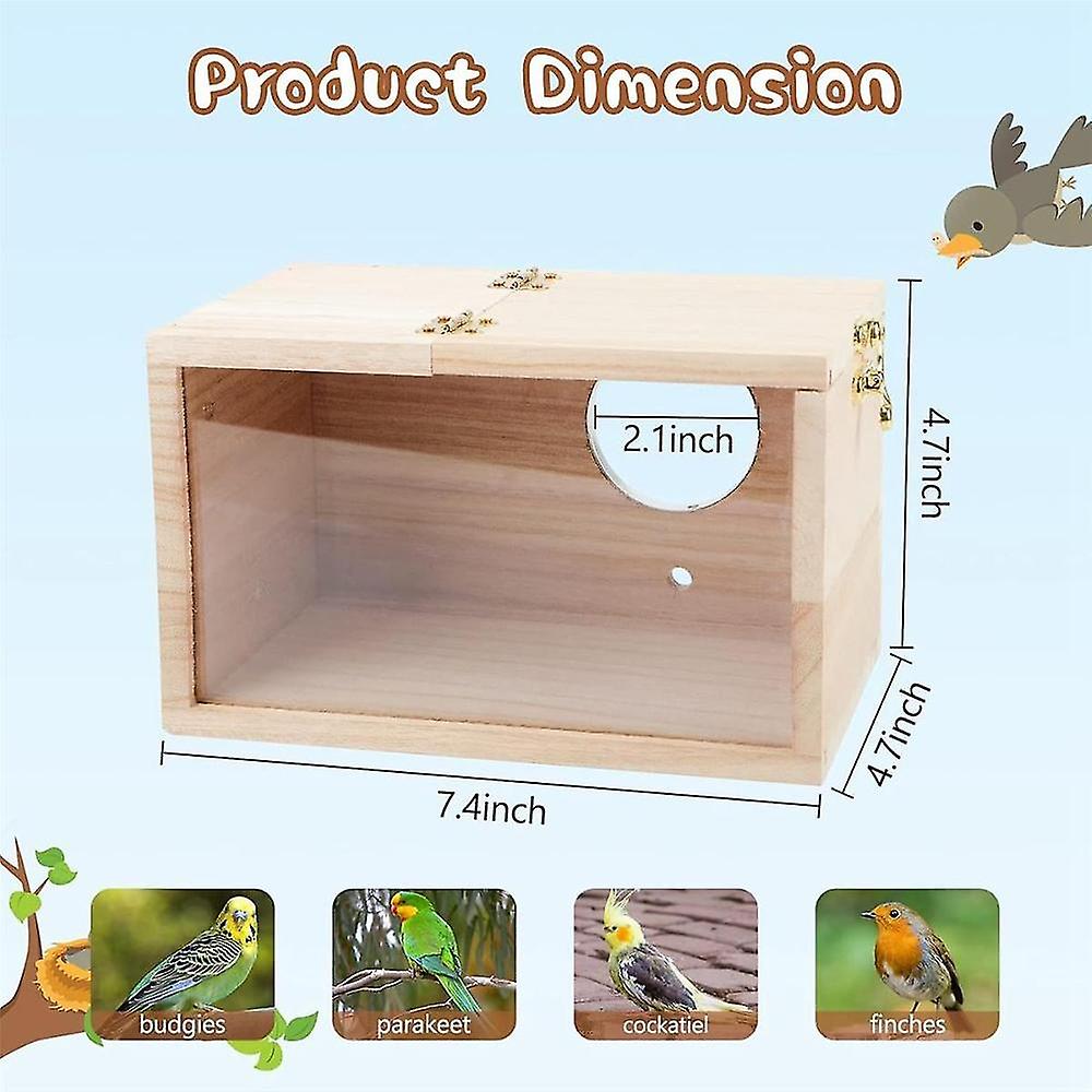 Parakeet Nesting Box Transparent Bird House For Cage Wood Breeding Box ...