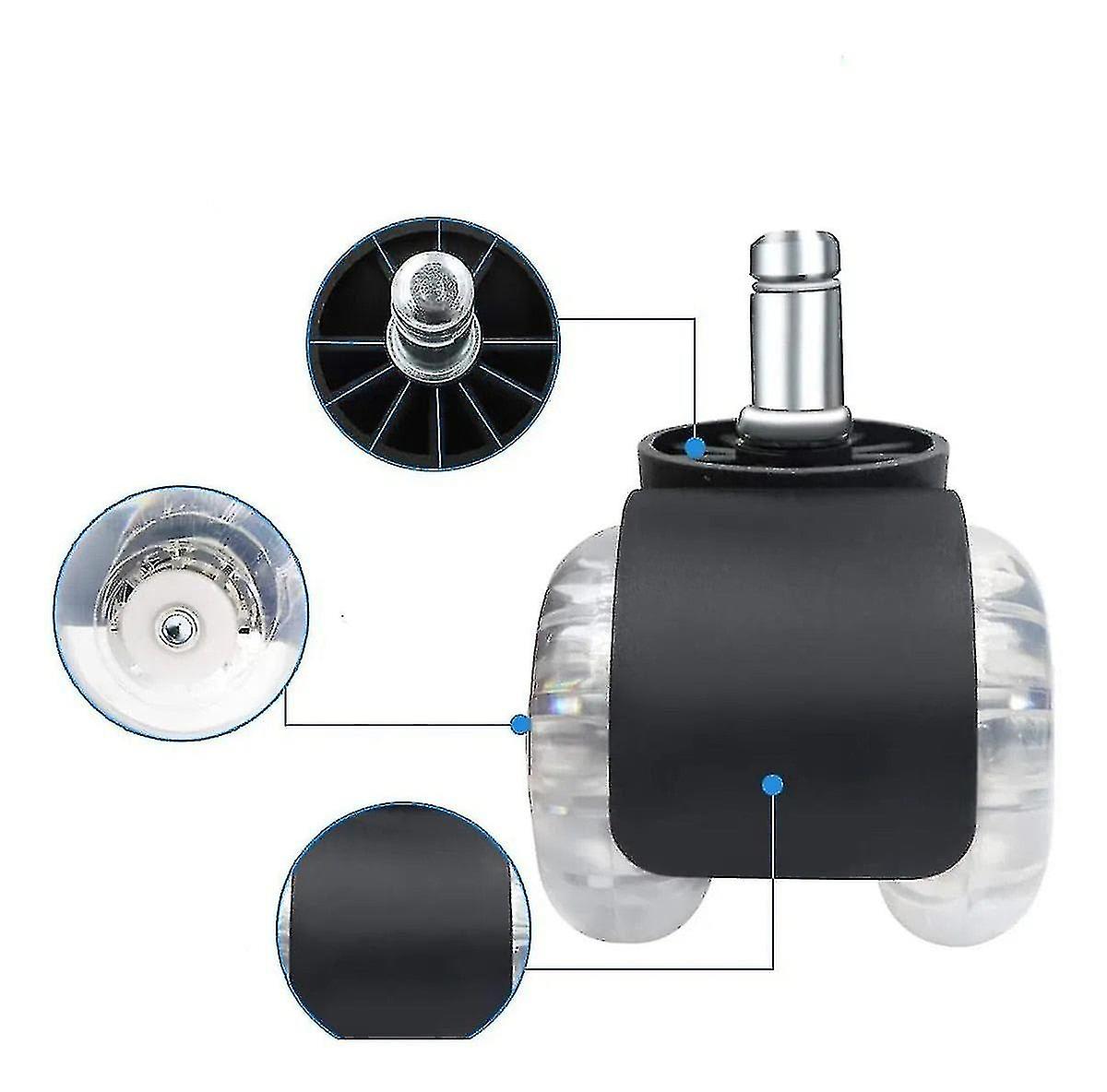 Silent wheel office chair casters swivel rubber soft safety rollers ...