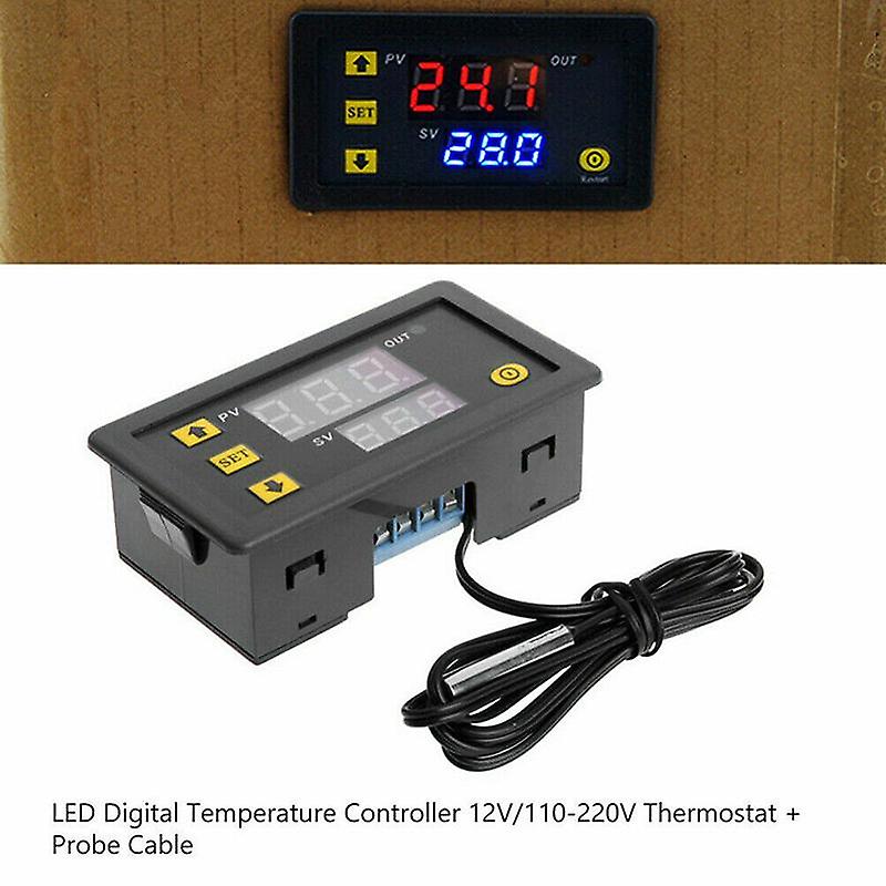 W3230 Digitaler Temperaturregler LED-Anzeige 12V/24V/AC110-220V Mikrocomputer-Thermostat ...