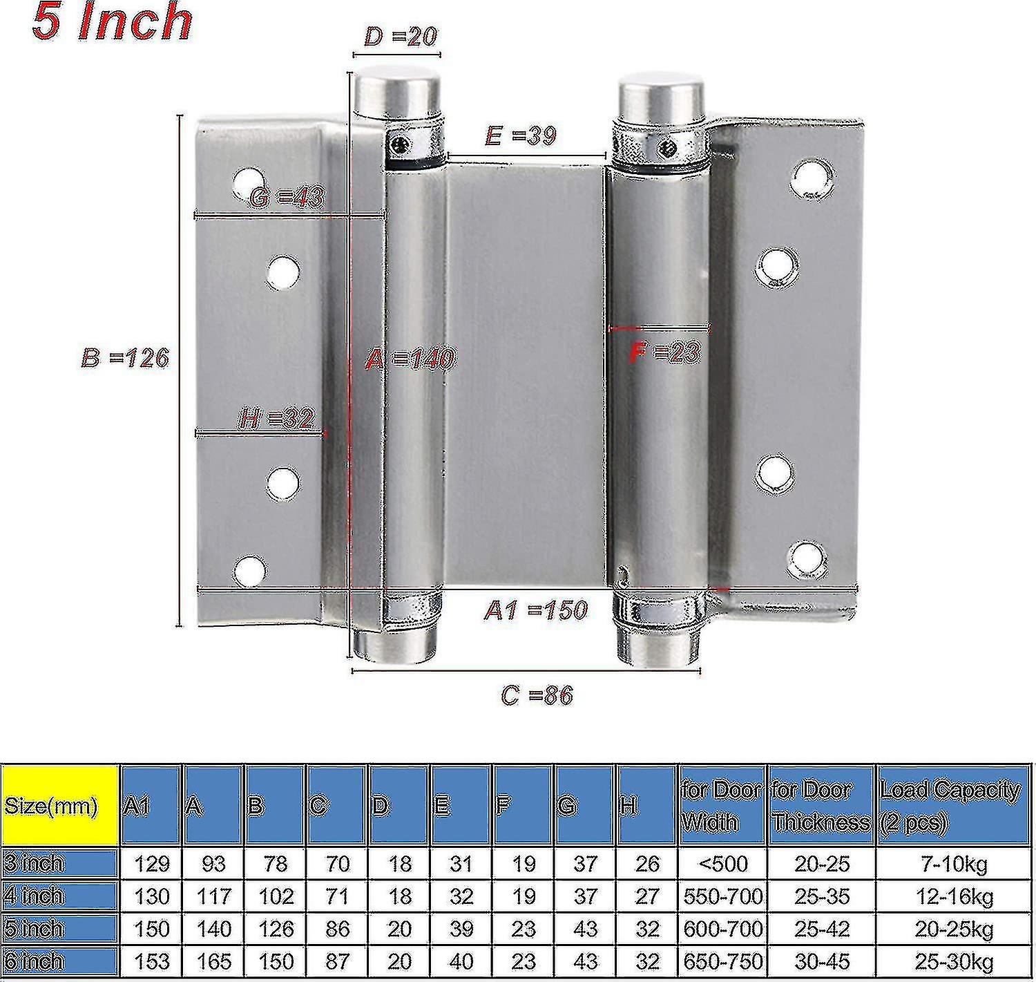 Strong Double Acting Stainless Steel Spring Hinges 3"self Loading For ...