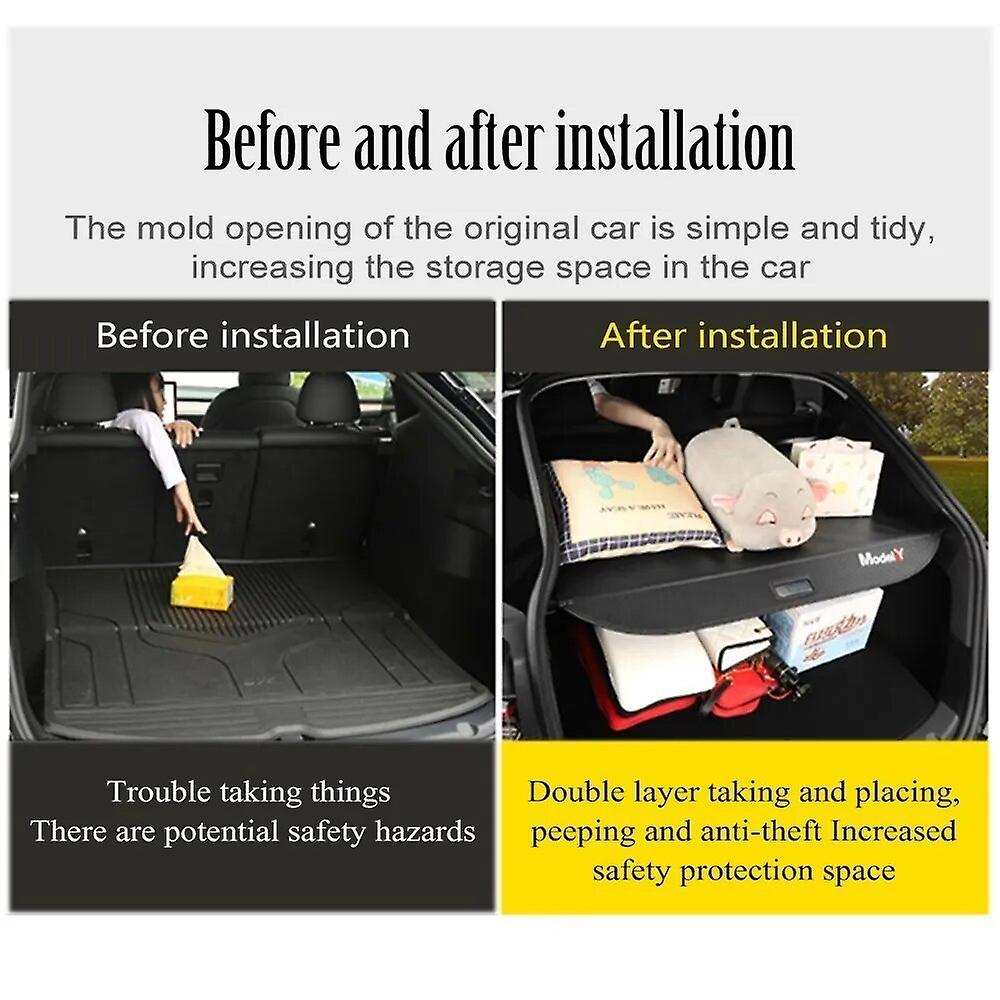 For Tesla Model Y Trunk Cargo Cover Rear Rack Privacy Security Shield ...