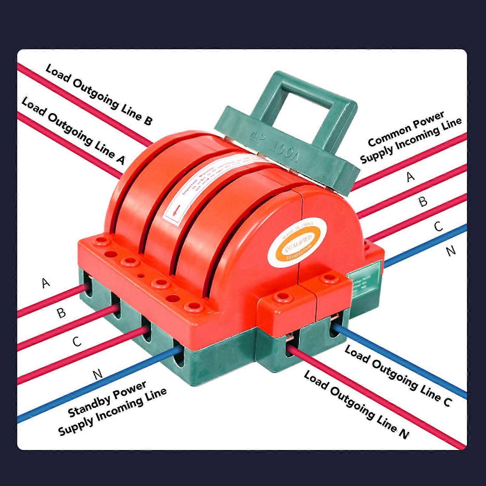 DPDT Power Isolation Switch 4P AC380V 100A Double Pole Double Throw ...
