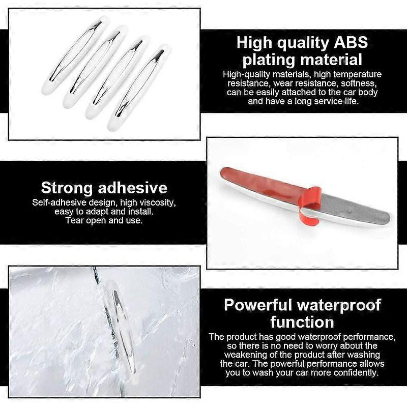 4 Pcs Car Door Protection in ABS Plating Anti-collision Car Bumper Sticker Anti-rub Waterproof ...