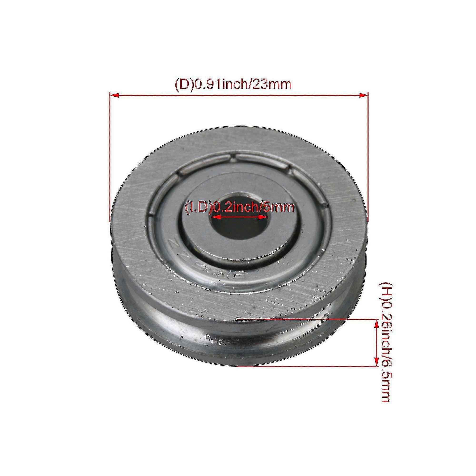 6 Pieces Steel U Type Rail Pulley Wheel Passive Rolloer Wheel 5x23x6 ...