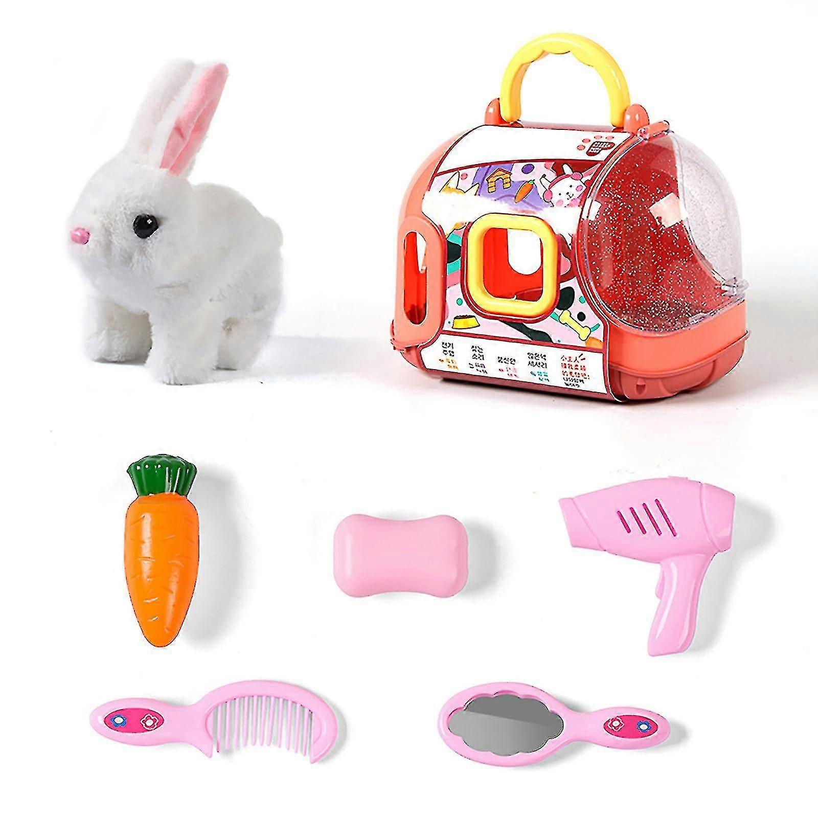 Electric Cute Walking Talking Rabbit Puppy Plush Toy Pet Cage Toy Set ...