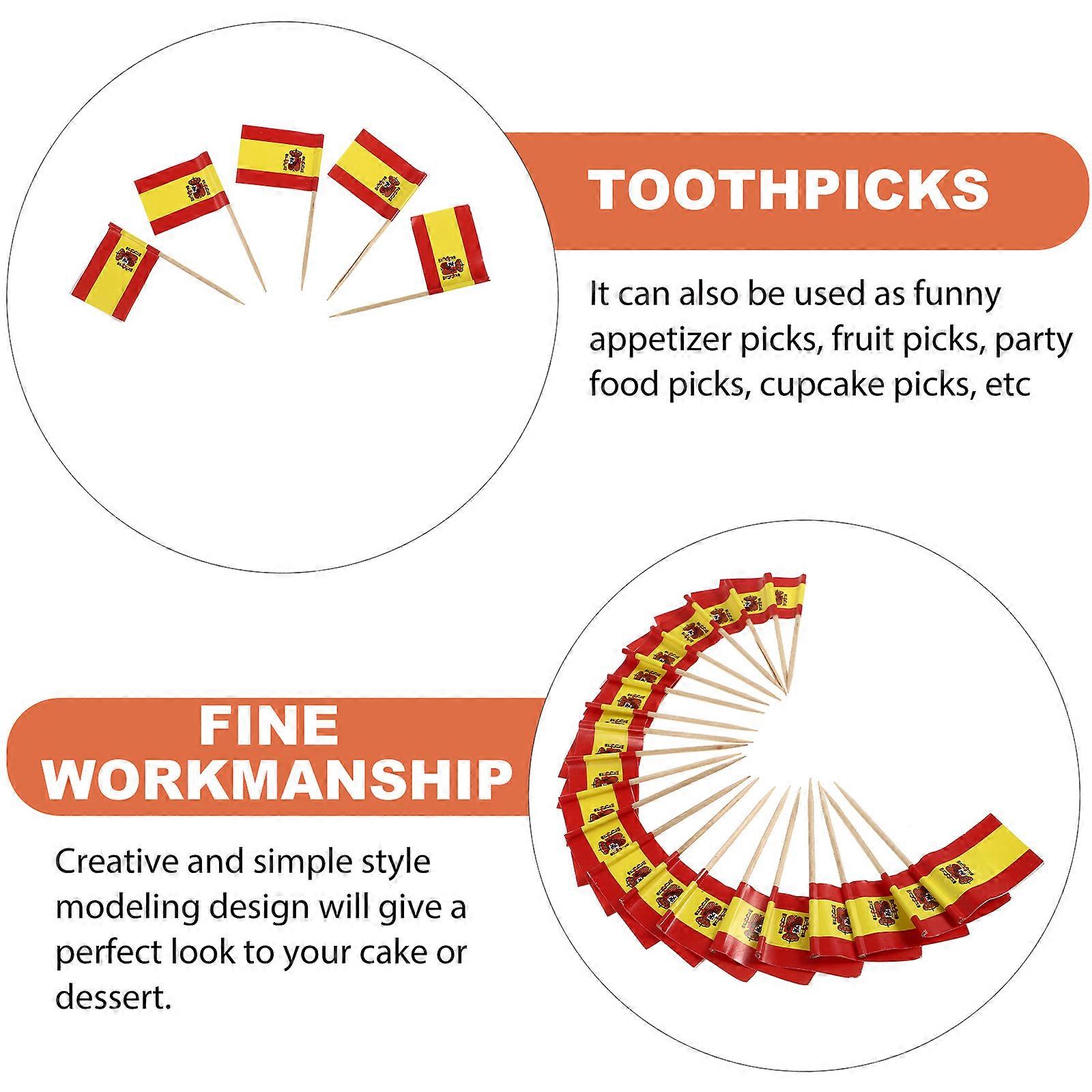 100pcs Wooden Flag Toothpicks National Day Decoration Cupcake Toppers ...