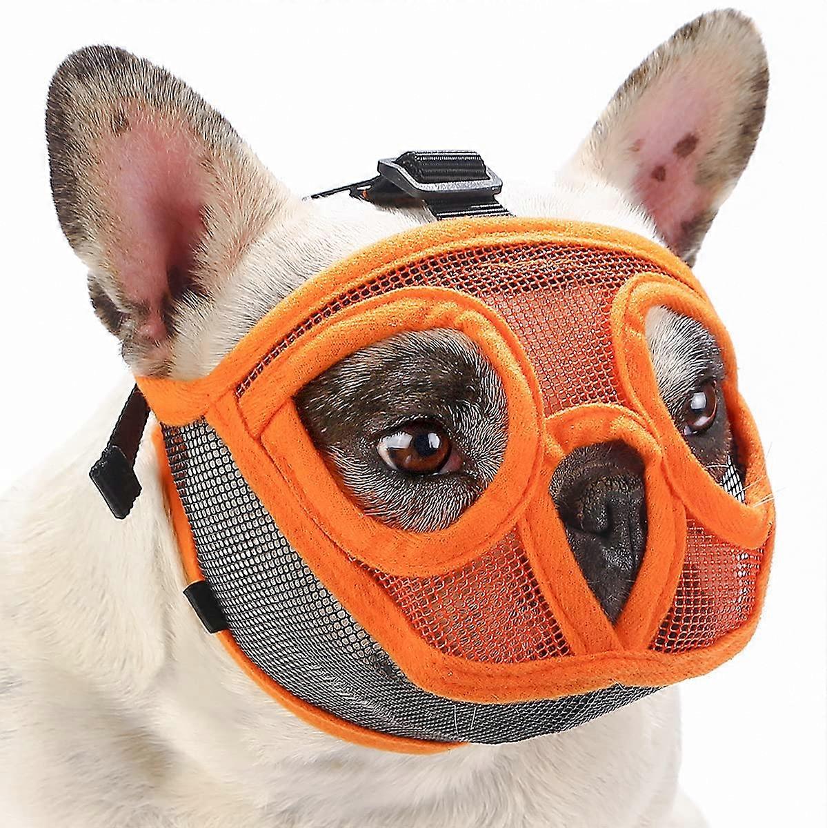 Short Snout Dog Muzzle Mask Breathable Mesh Flat Faced Muzzle for ...