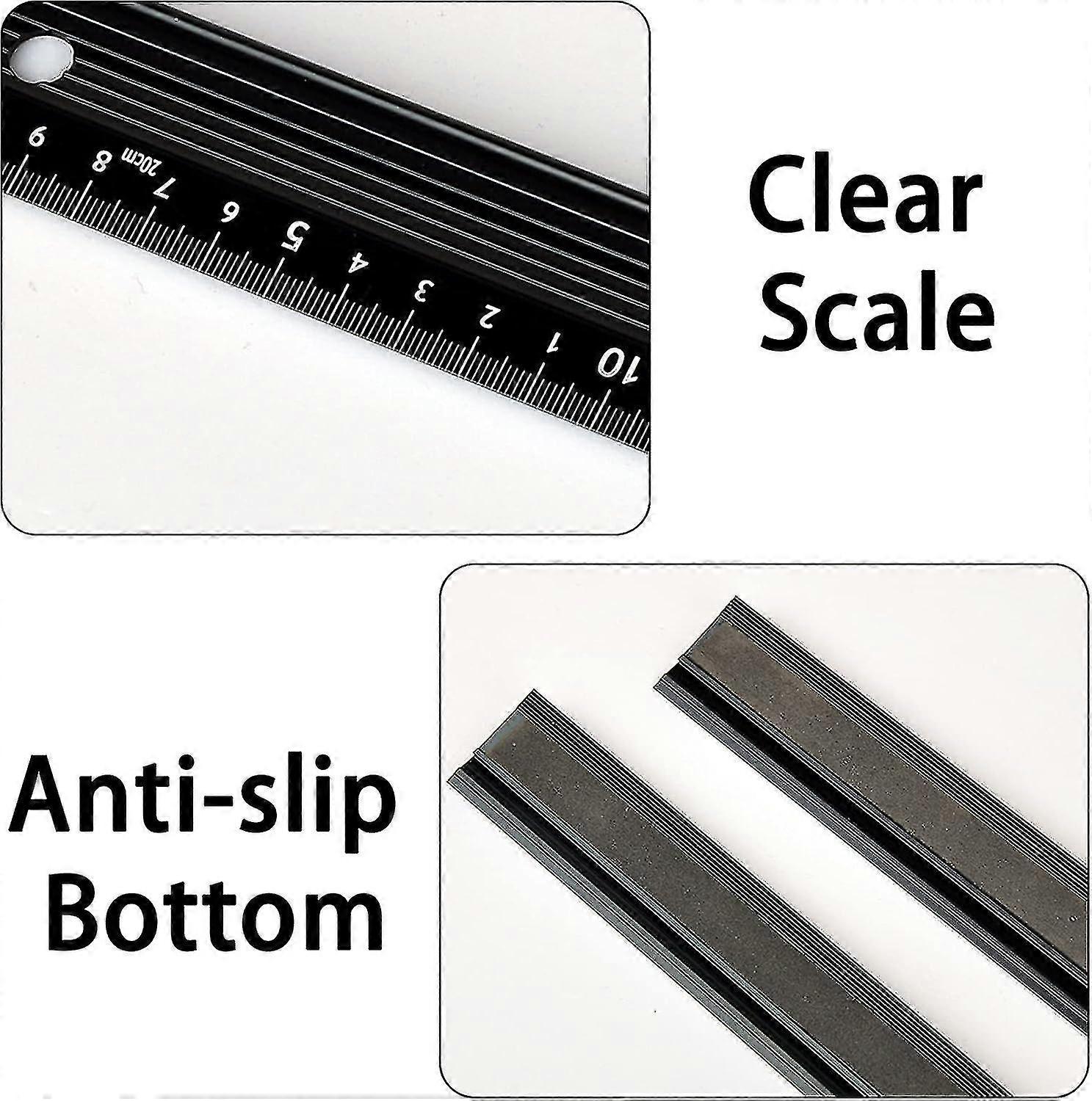 30cm Raised Grip Aluminium Ruler - Black | Fruugo UK