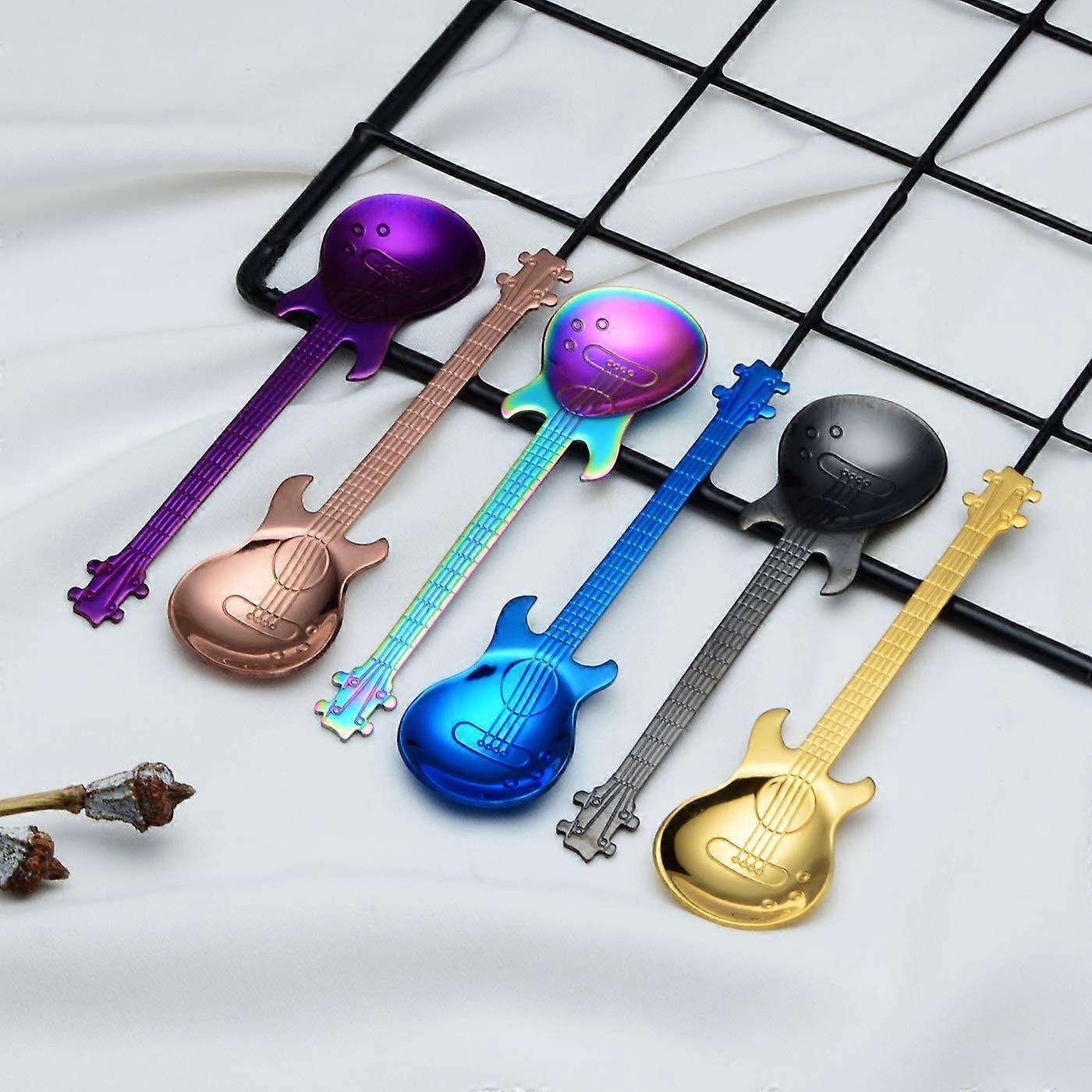 Guitar Coffee Spoons 6-Pack Cute Spoons Stainless Steel Teaspoons ...