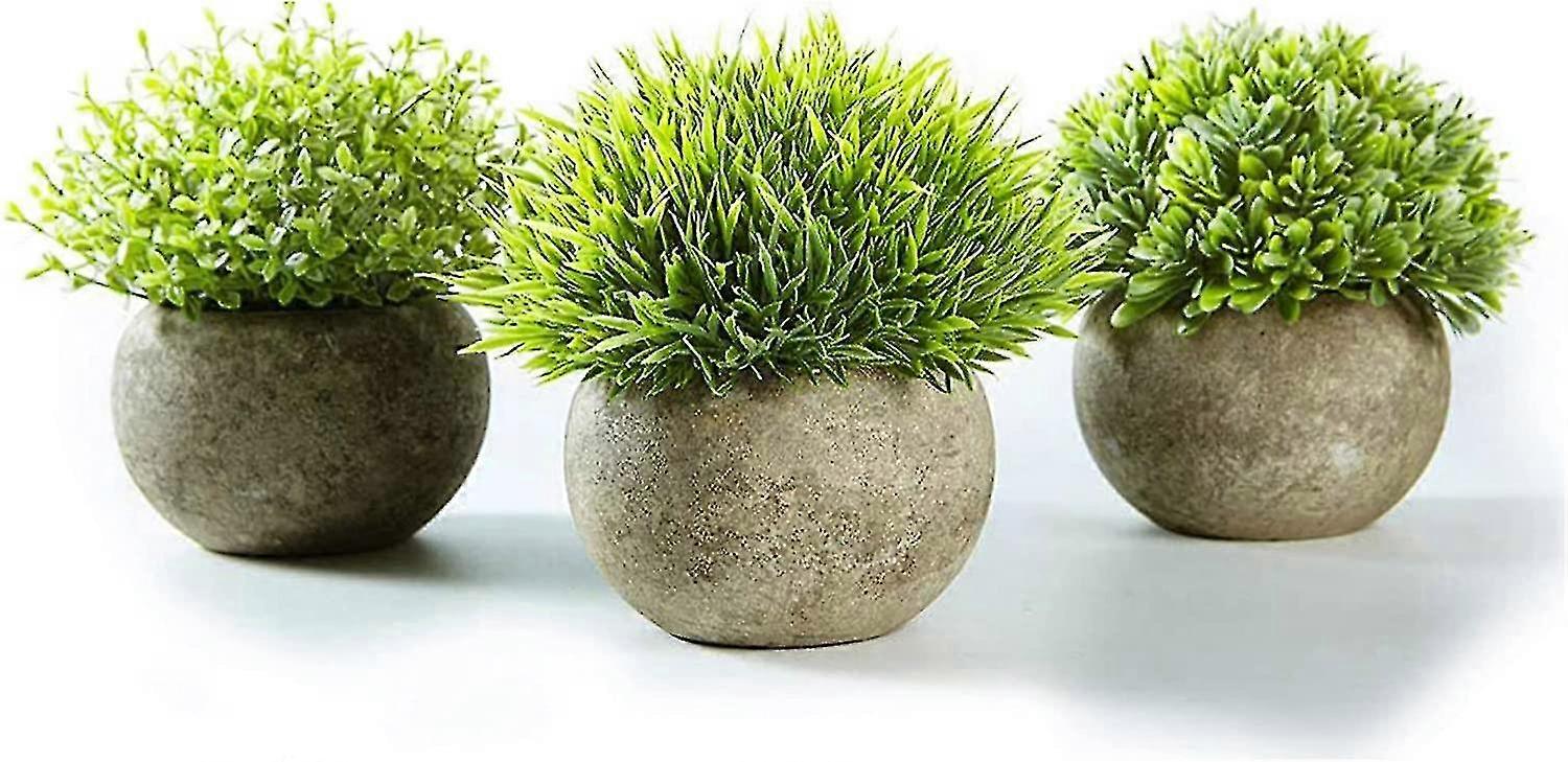 Fake Plants Pack Of 3 Small Artificial Plants Indoors In Pots Faux ...