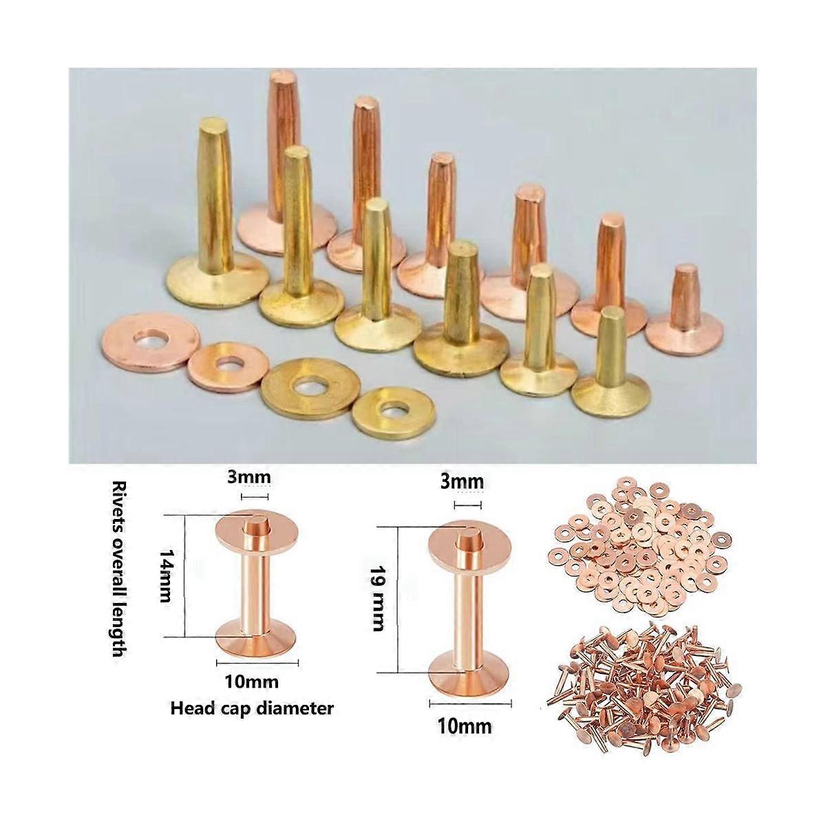 42Pcs Copper Rivets and Burrs Set,Leather Rivets Fastener Install ...