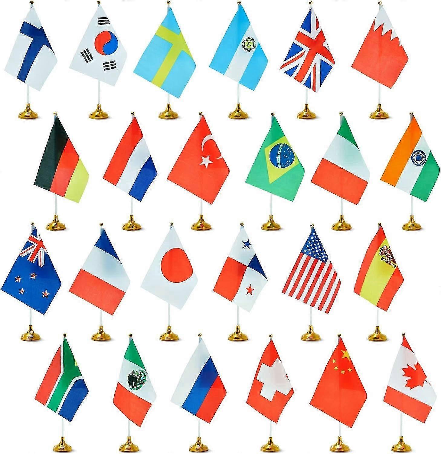 24 Pack National Flags Of The World With Stand Base, World Country ...