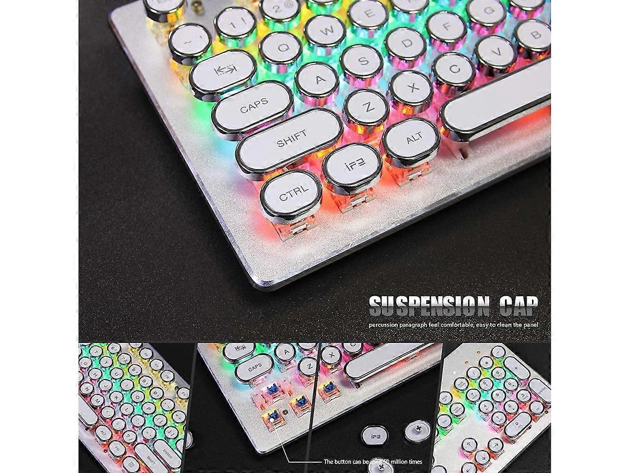 Mechanical Gaming Keyboard Typewriter Rainbow RGB Backlit Keyboard 104 ...