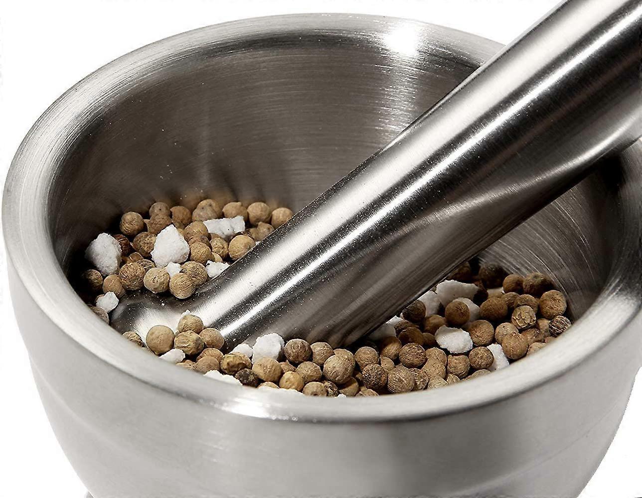 Mortar and Pestle, 18/8 Stainless Steel Spice Grinder Pill Crusher with ...