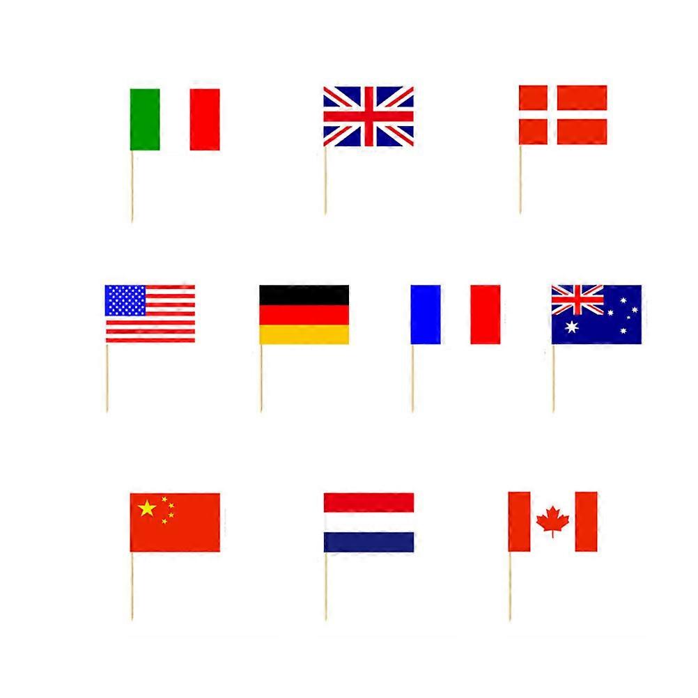 100 Pcs Cupcake Country Flags World Country Stick Flags Party Flag ...