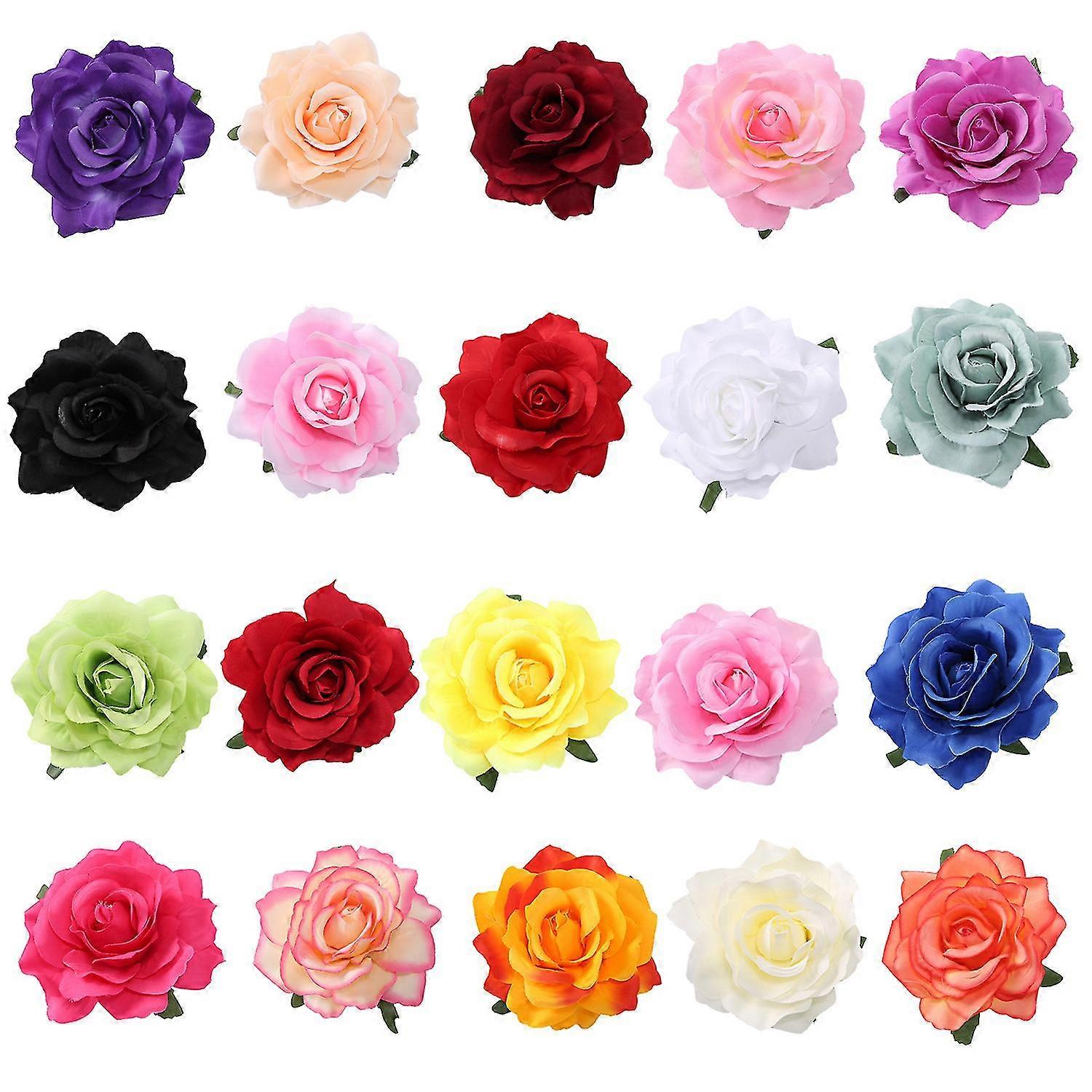 15 Pieces Rose Flower Hairpin Hair Clip Flower Pin Up Flower ...