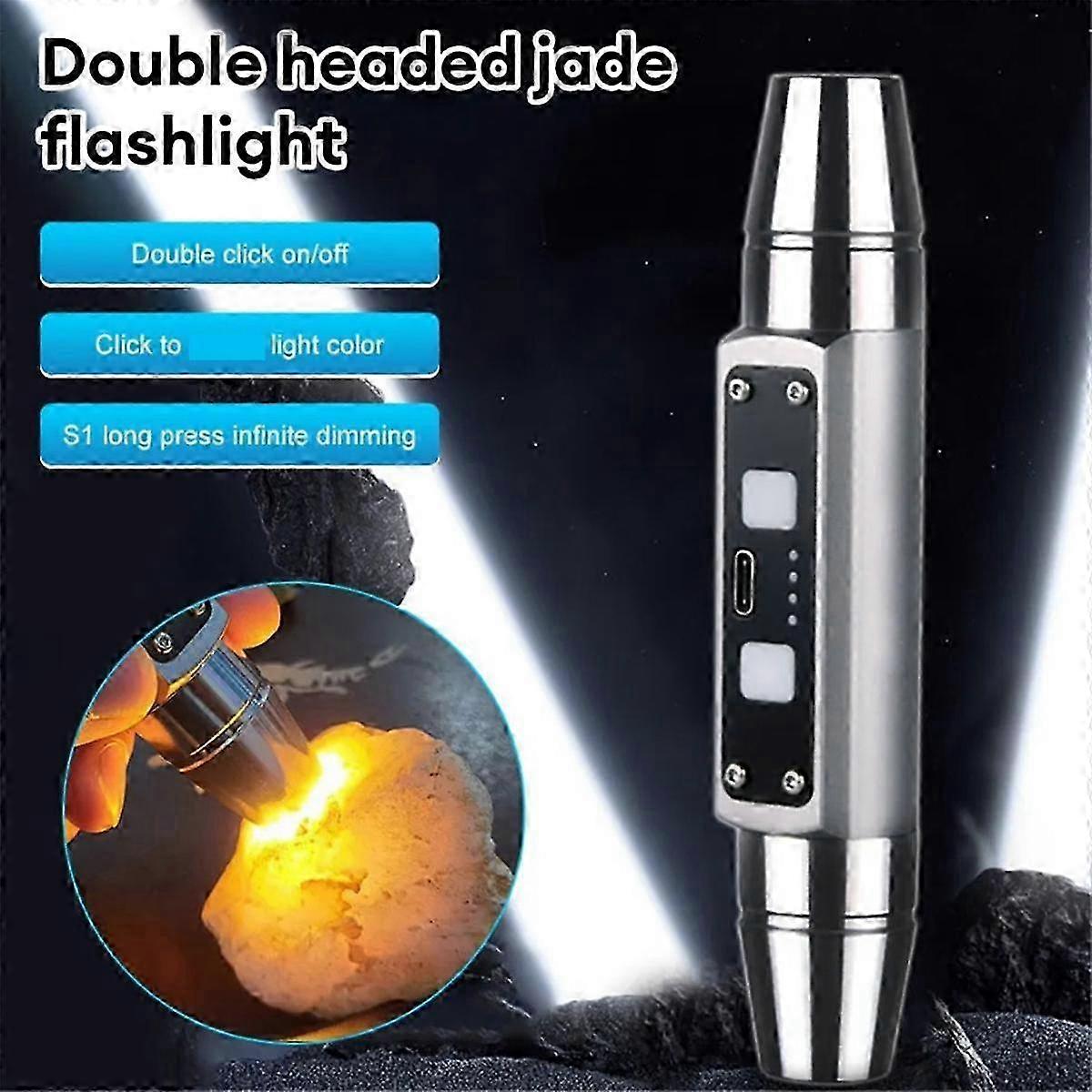 Double Head Jade Flashlight 6 Usb Direct Charging Identification Jewelry Jade Fluorescent Lamp ...