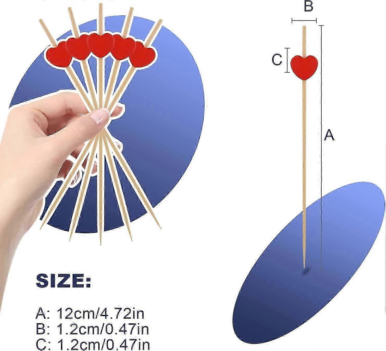 100 Counts Red Heart Cocktail Sticks, Heart Cocktail Picks, Heart ...