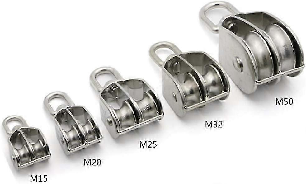 1-Pack M25 Double Sheave Blocks Lifting Pulley for Wire Rope Roller ...