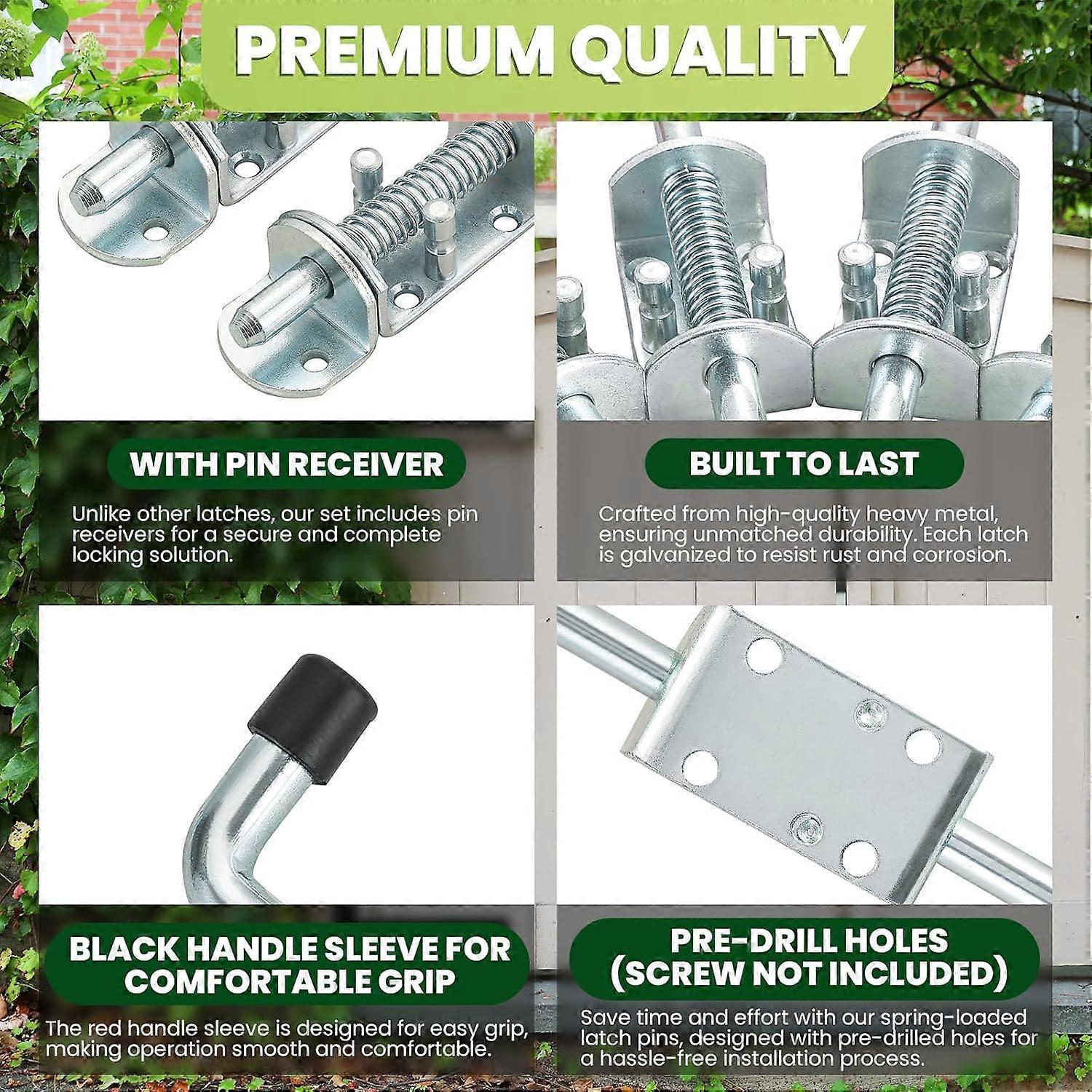 6.5inch Spring Loaded Latch with Pin Receiver, Metal Lock for Gates ...