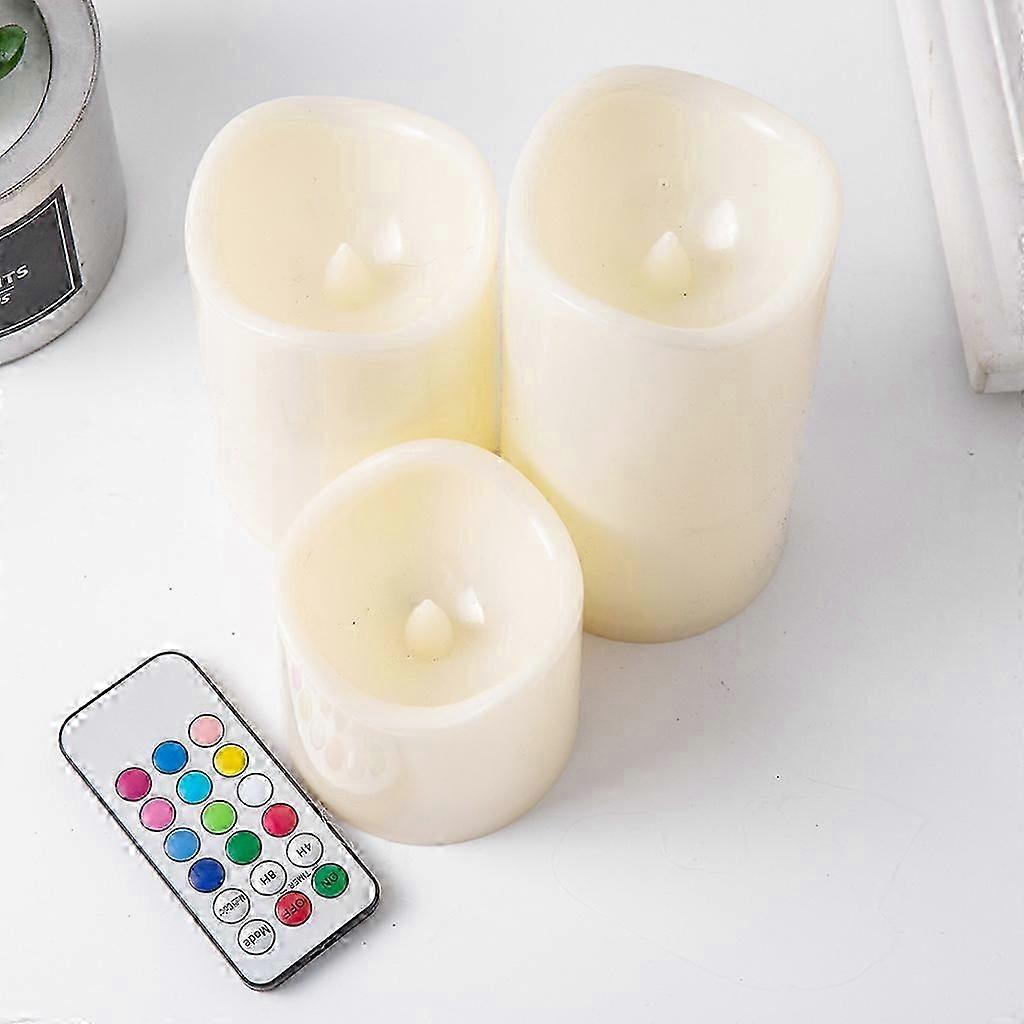 Flickering Flameless Pillar LED Candle with Remote Night Light Led Wax ...