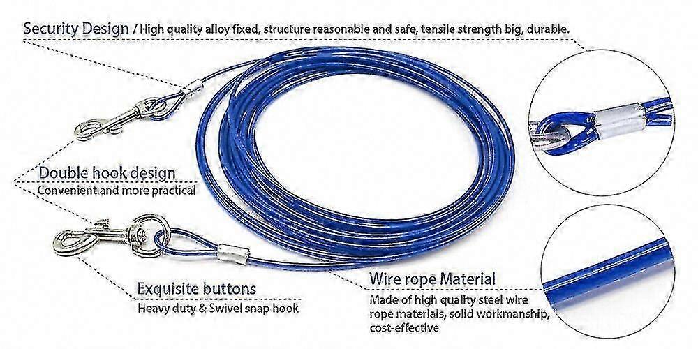 Pet Dog Tie Out Cable Lead Leash Wire for Garden & Camping 10/16/32FT ...