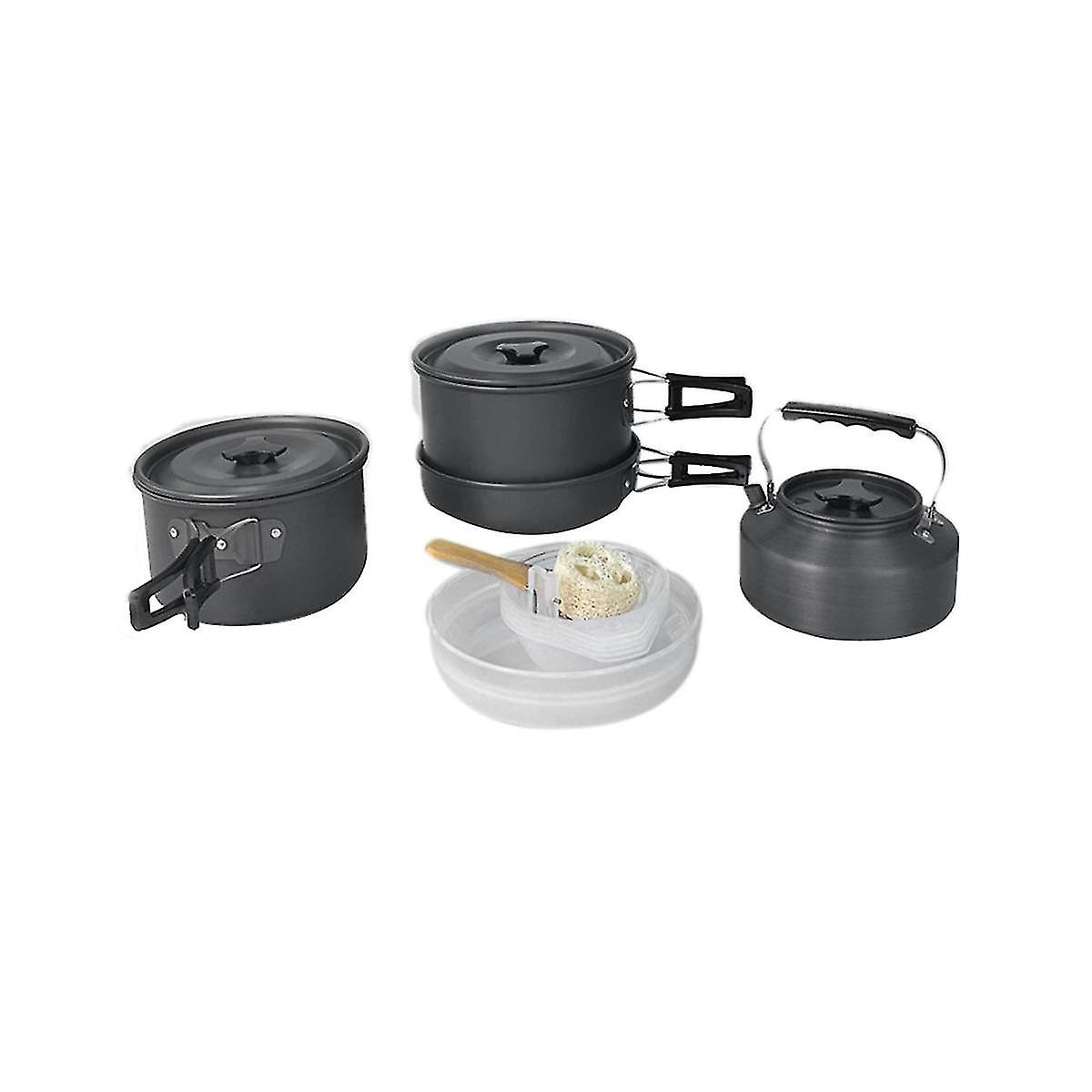 Camping Cookware Set, Portable Folding Pot And Pan With Carrying Bag ...