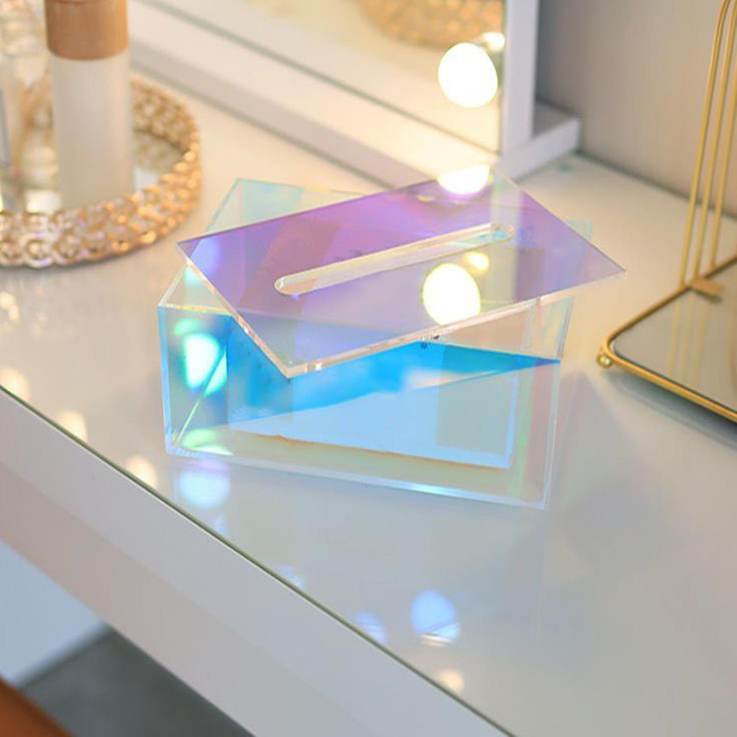 Iridescent Acrylic Storage Box with Hollow Handle Heavy Duty Multi ...