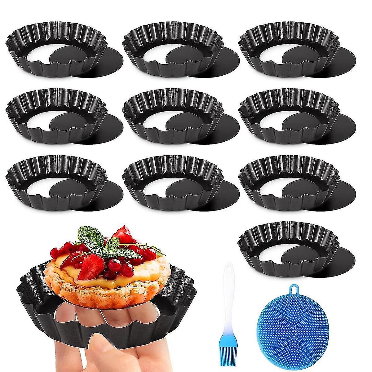 Tart Pan, 4 Inch Tart Pans, Non-stick Removable Loose Bottom Carbon ...