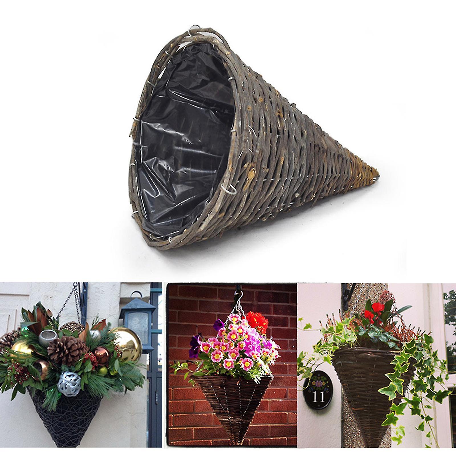 1pcs/2pcs Cone Shaped Hanging Basket, Rattan Cone Hanging Basket ...