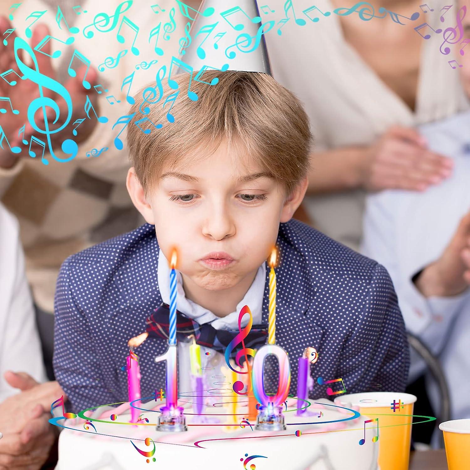 10 Pieces Musical Birthday Candle LED Birthday Number Candle Set ...