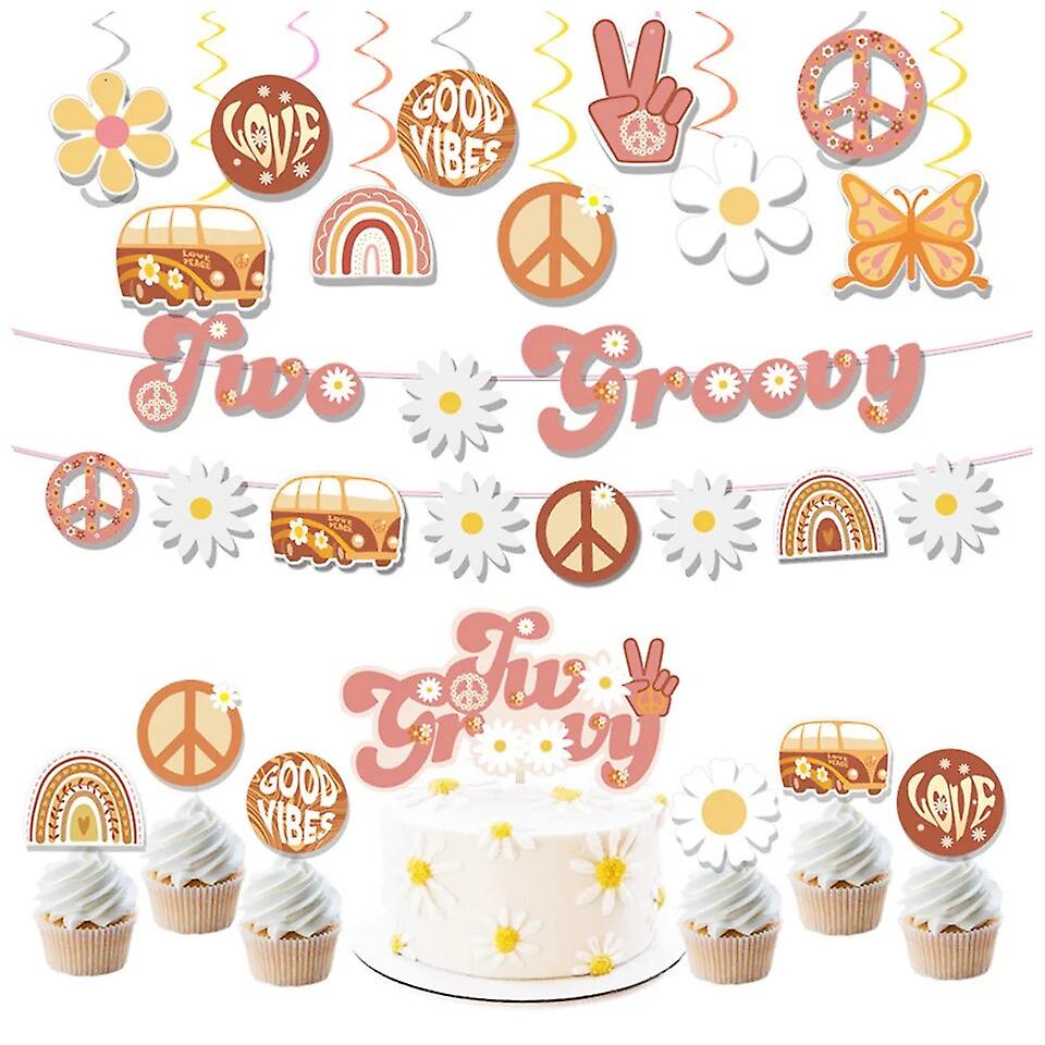 1set Hippie Stay Groovy Disposable Tableware Bohemian Number Balloon ...