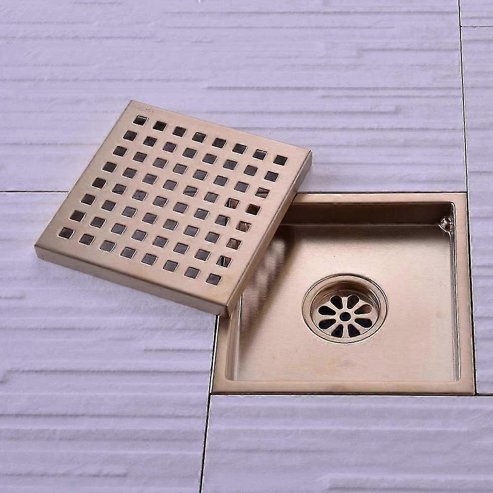 Brushed Gold Square Shower Floor Drain, 304 Stainless Steel For ...