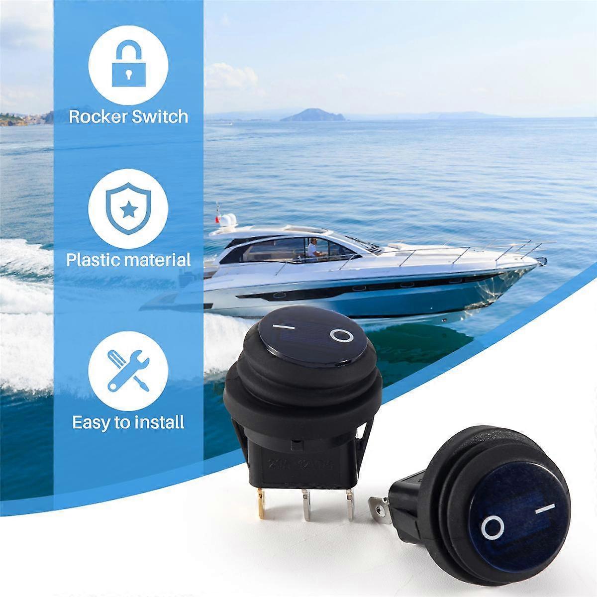 5 pcs 12V 20A Waterproof Round On/Off Rocker Switch Car Auto Boat SPST ...