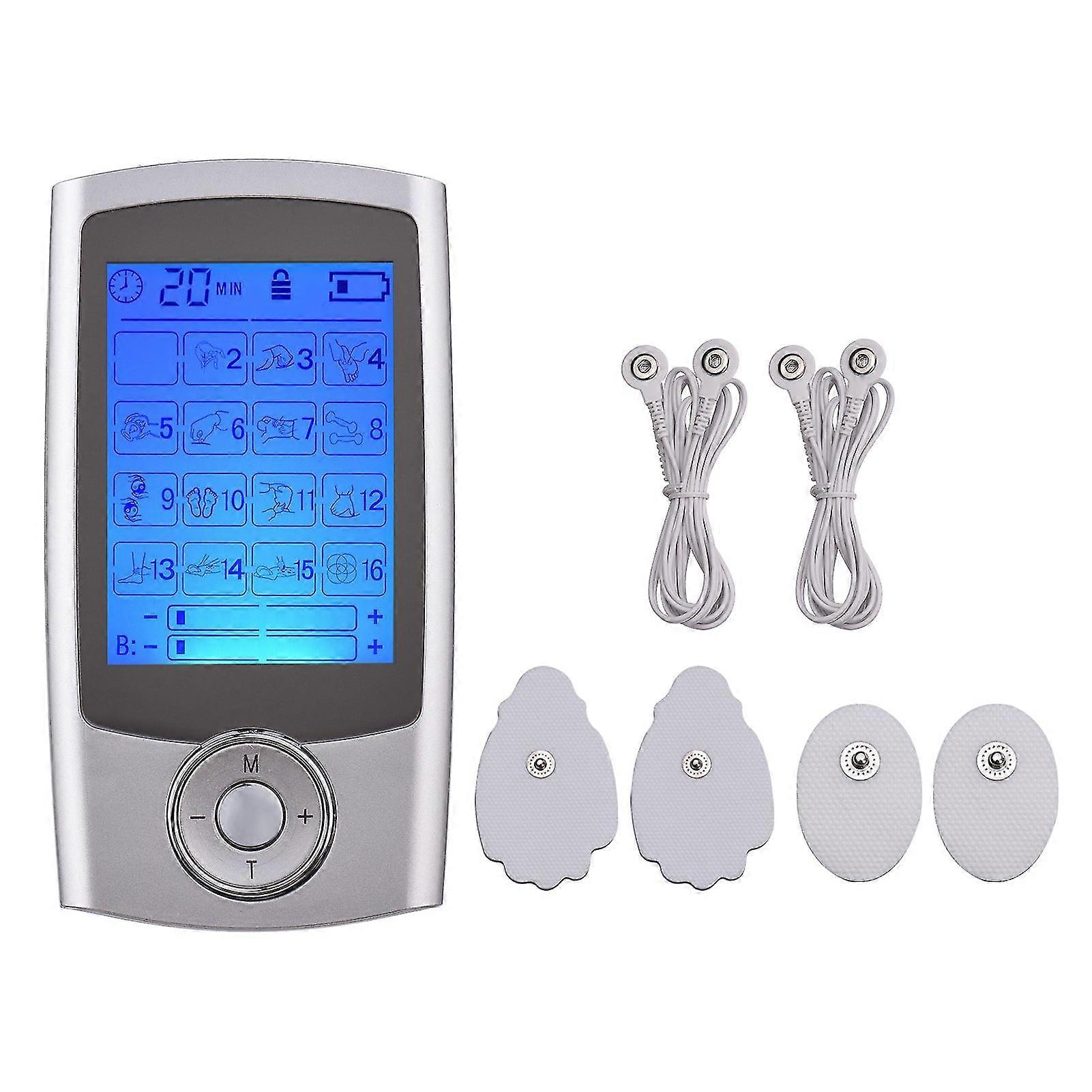 Massager dual-channel tens unit rechargeable muscle stimulator portable ...