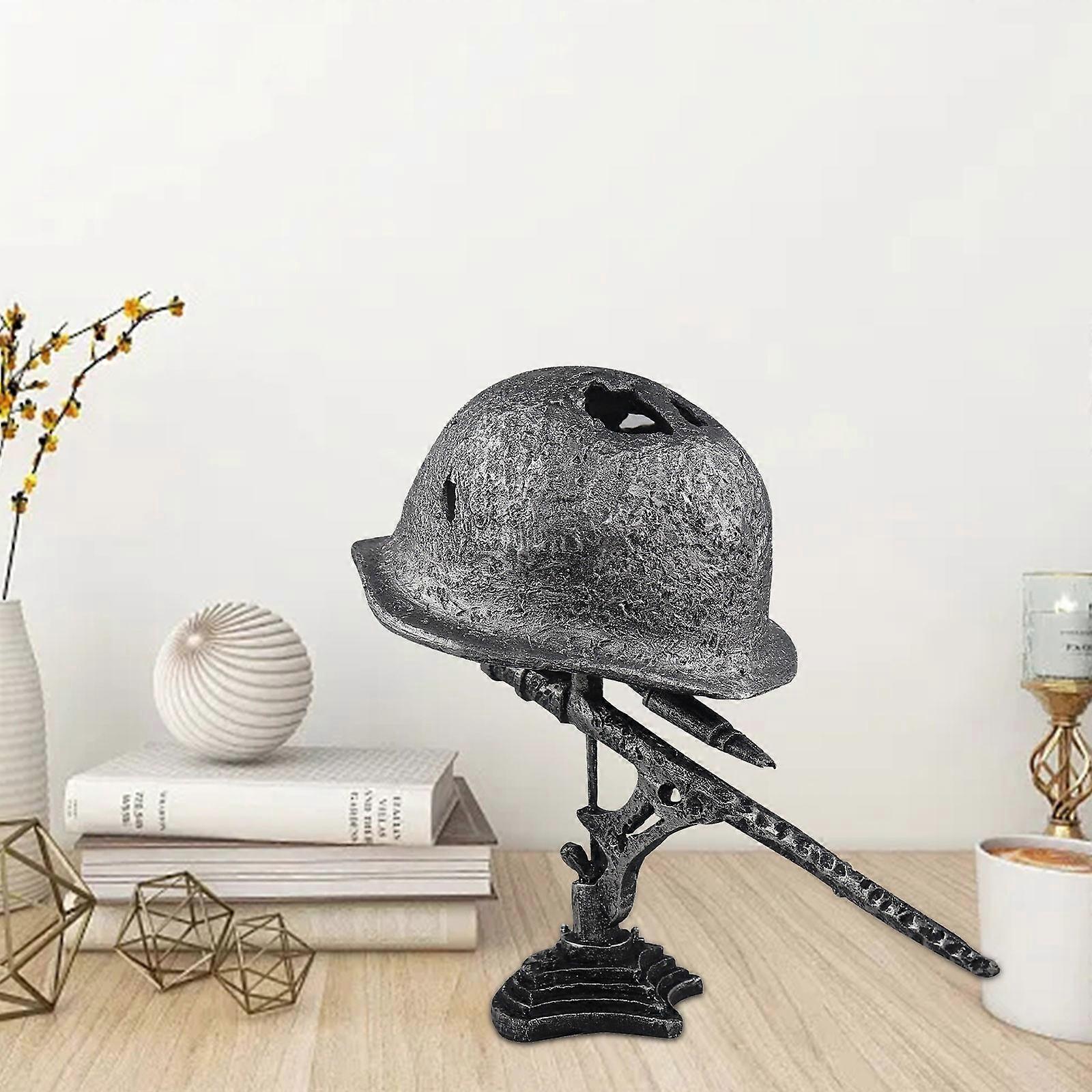 War Lamp Table Lamp Statue Made From WWII Soldier Helmet And Bayonet ...