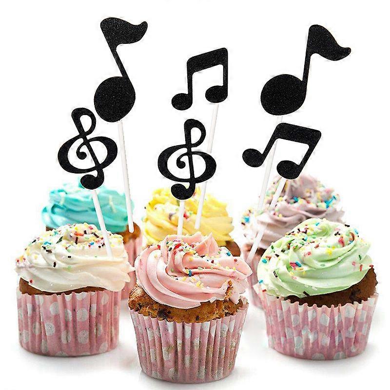 30 Pcs Music Notes Cupcake Topper Paper Cake Inserts Card Wedding Cake ...