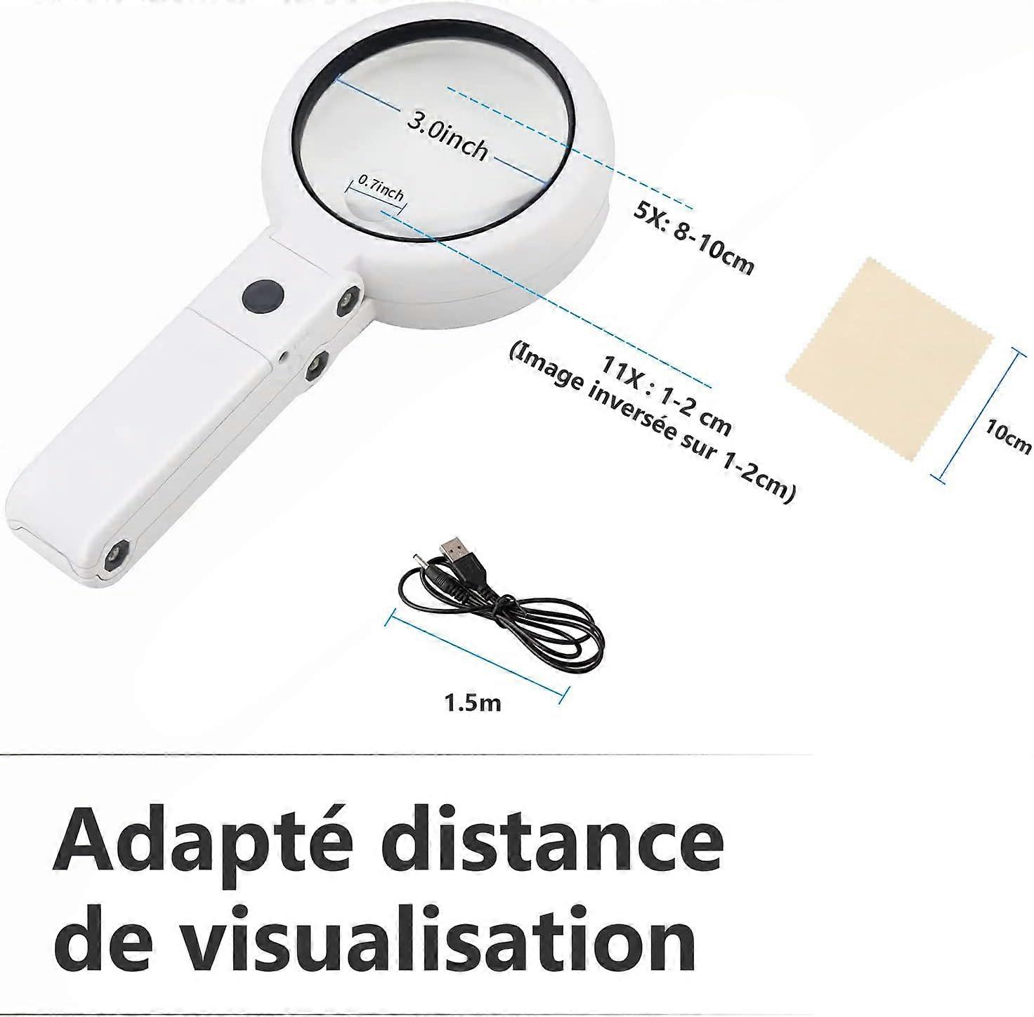 Handheld Standing Magnifier, 5X 11X Table Magnifier with Folding Stand ...