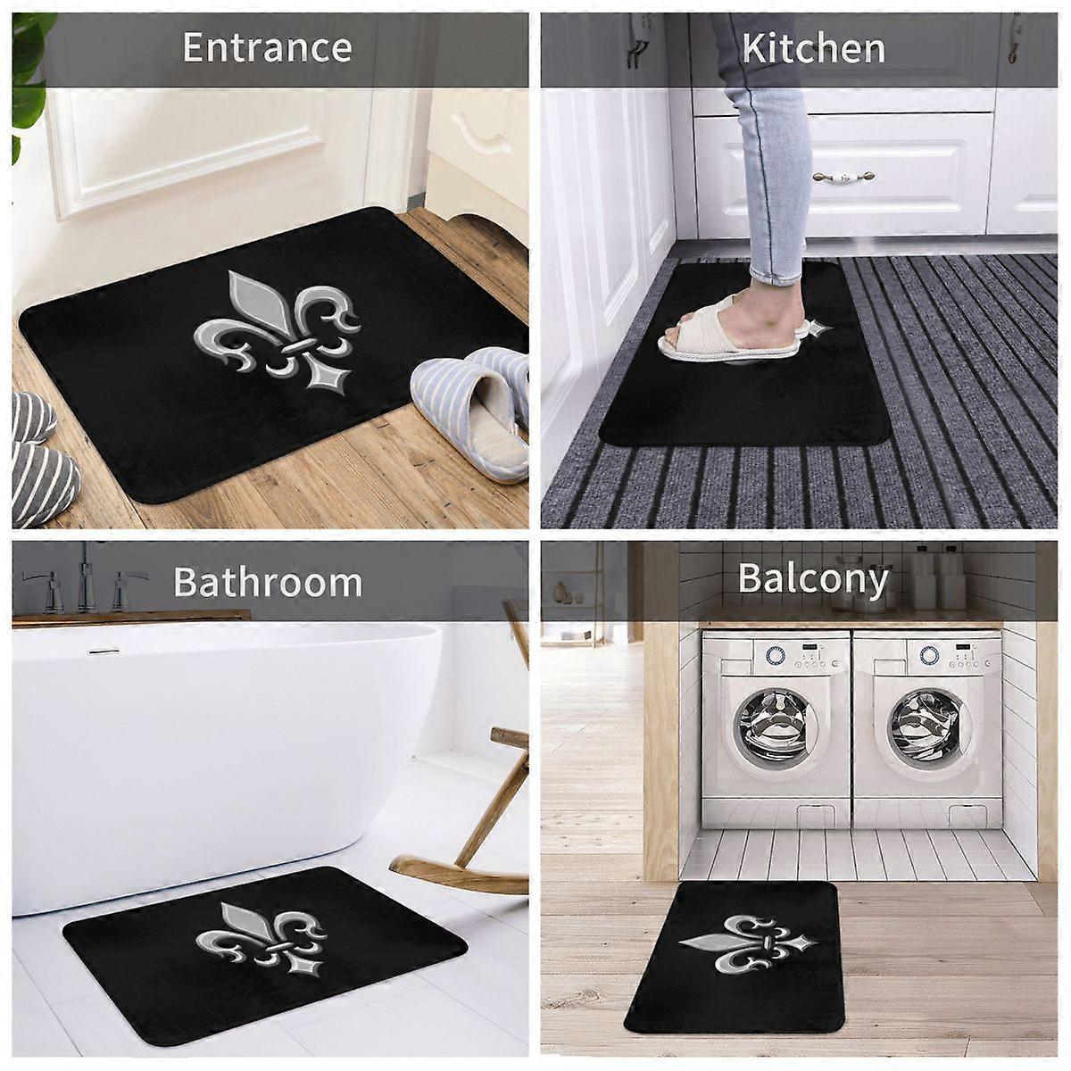 Platinum Fleur-De-Lis Doormat Carpet Mat Rug Polyester Non-Slip Floor ...