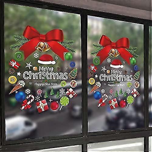 Christmas Wreath Windows Stickers 2pcs Merry Christmas Wreath Garland ...