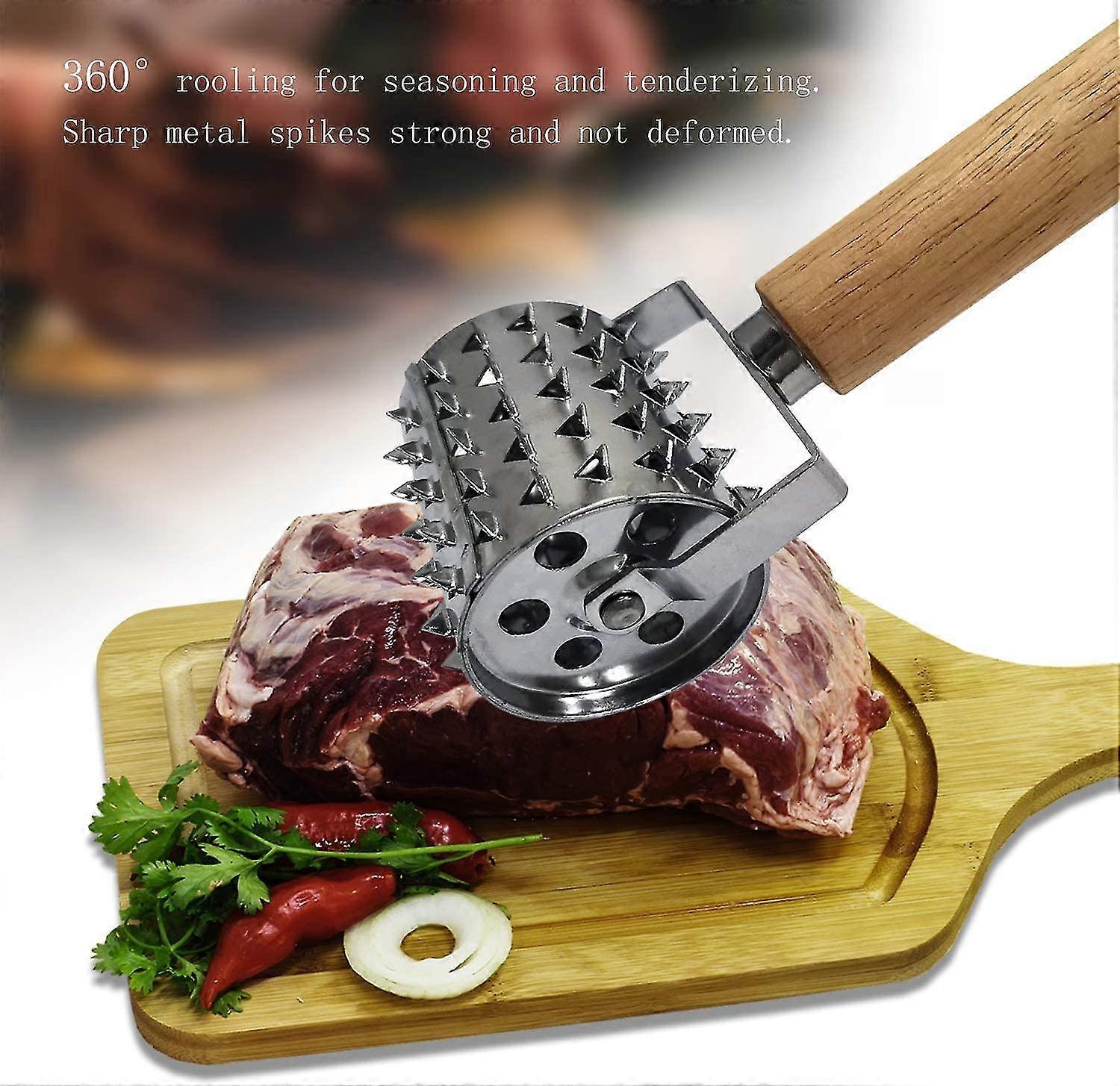 Stainless Steel Meat Tenderizer, Rolling Seasoning Meat Tenderizer ...