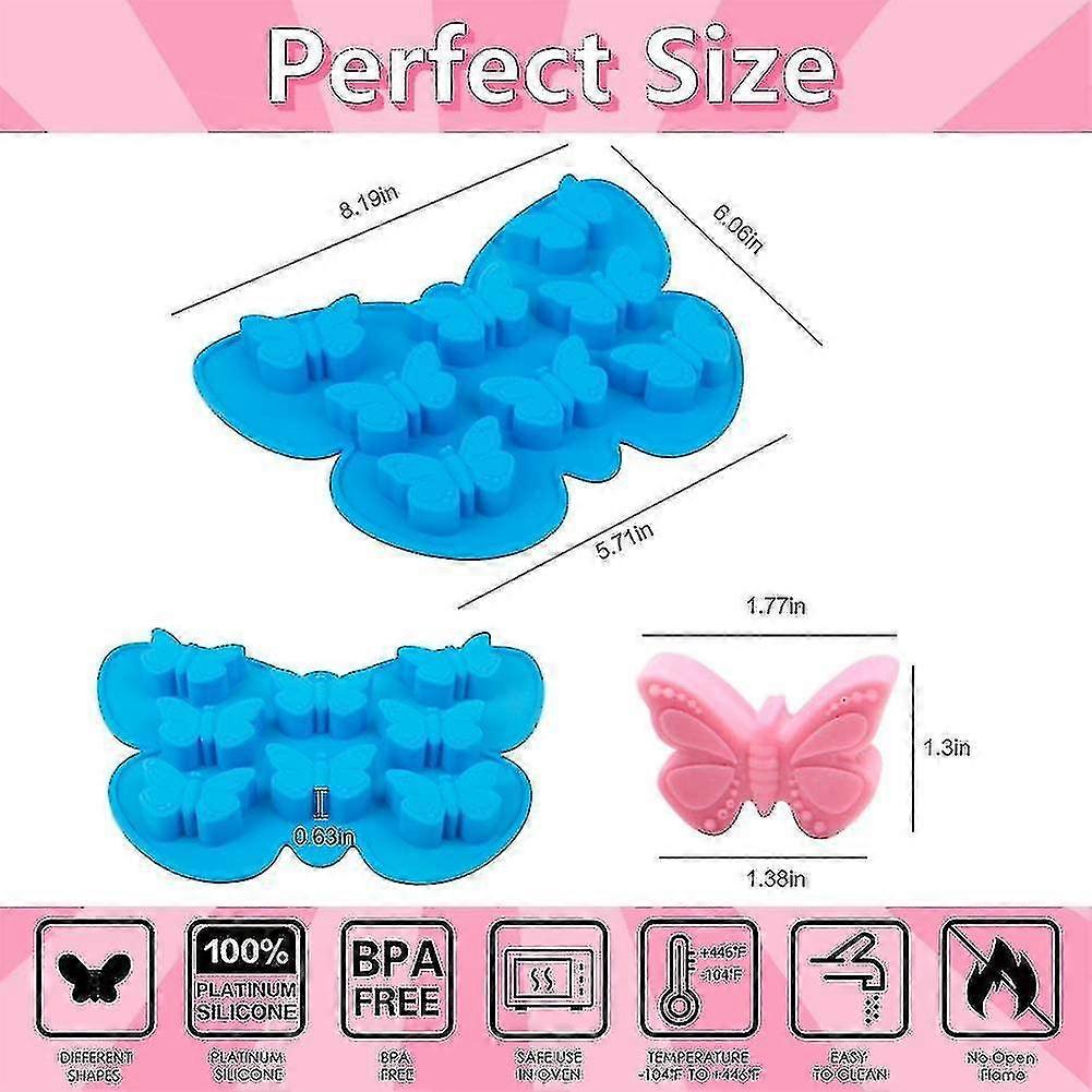 2 Pcs Butterfly Mold Silicone Butterfly Shape Butterfly Ice Cube Tray ...