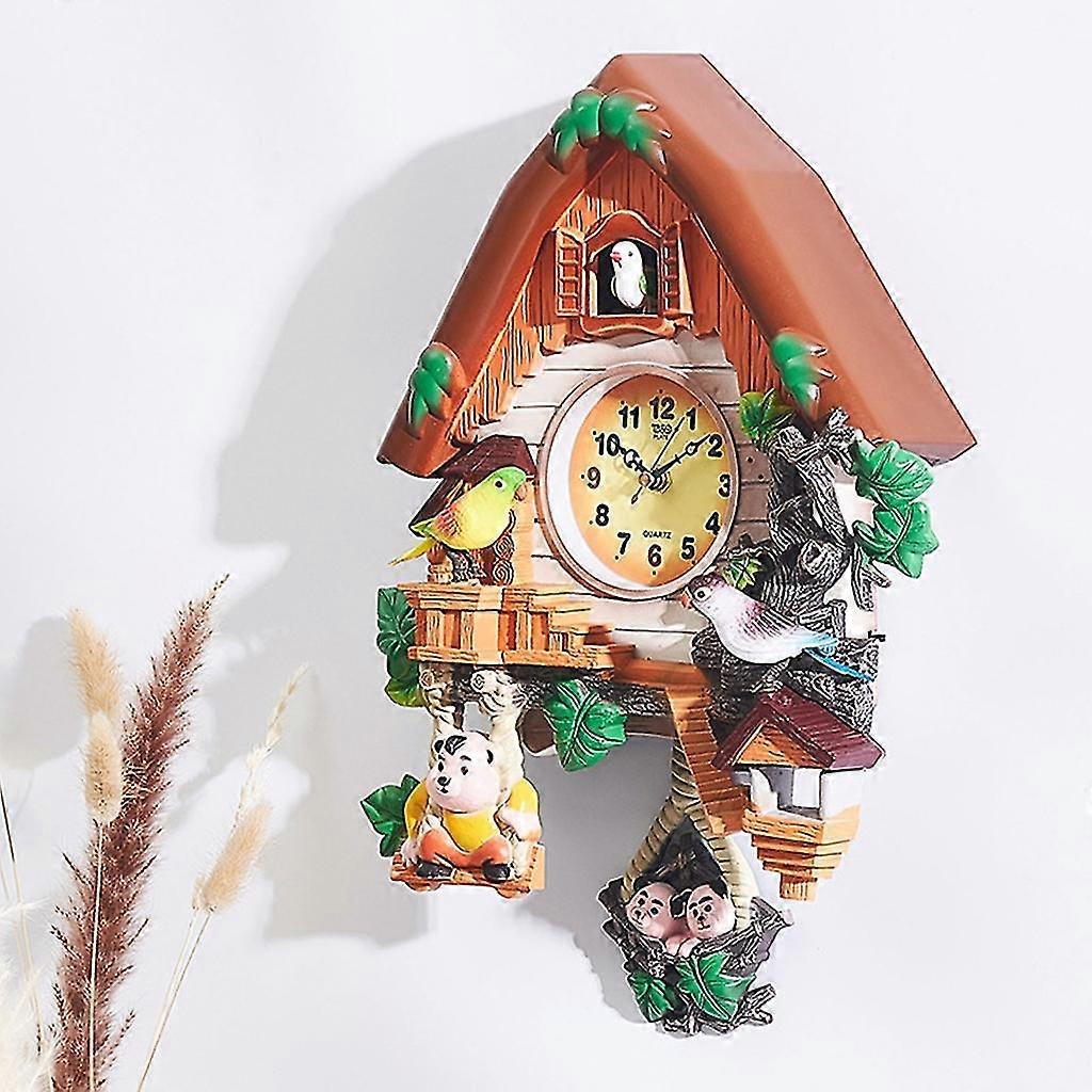 Traditional German Style Wall Clock Quartz Movement Hourly Cuckoo Bird ...