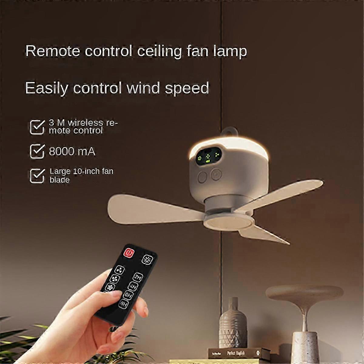 Usb Rechargeable Large Wind Ceiling Fan Removable Blades Night Lamp ...